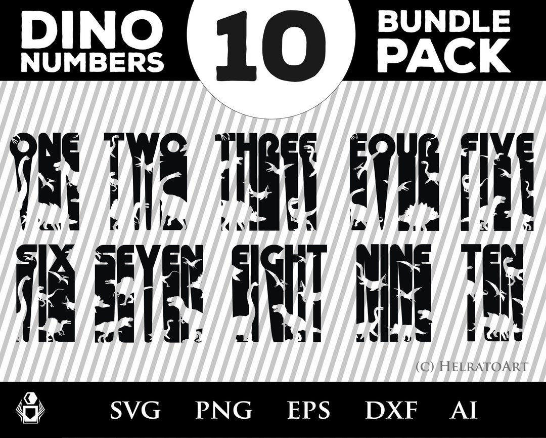 Dinosaurs Svg 10 Numbers Dino Bundle Silhouette Graphic Art - Etsy