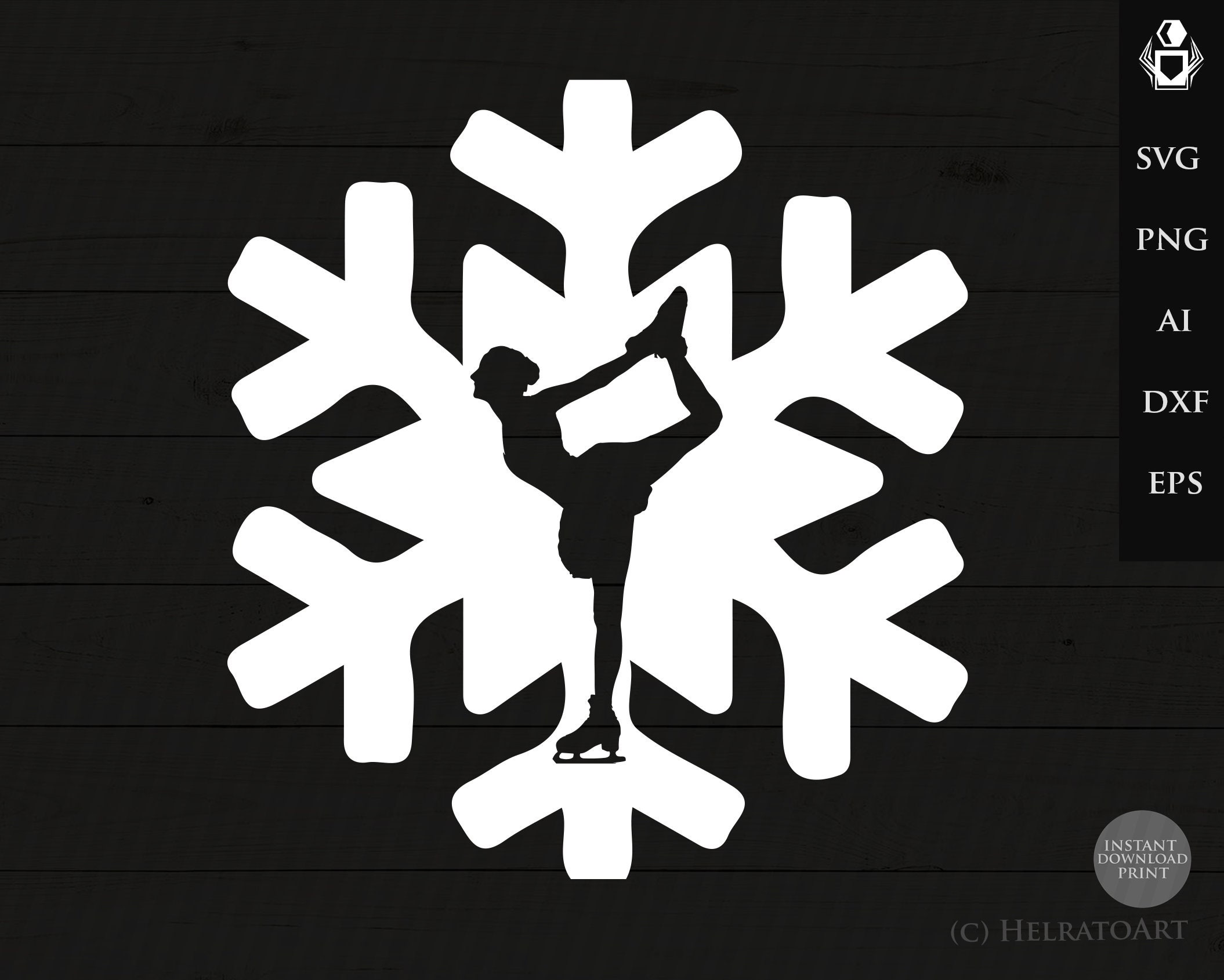 Figure Ice skating svg snowflakes SVG vintage retro design | Etsy