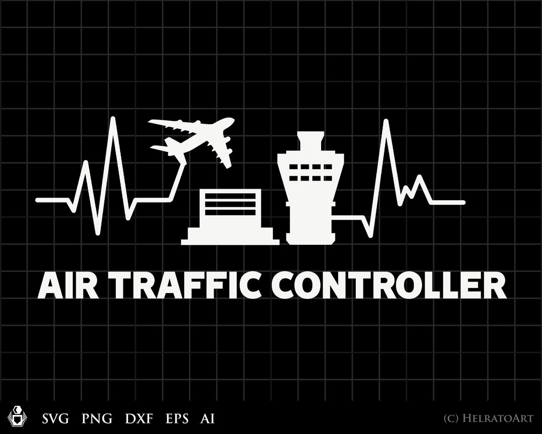Air Traffic Controller SVG, Airplane Heartbeat Control Tower, Airport ...