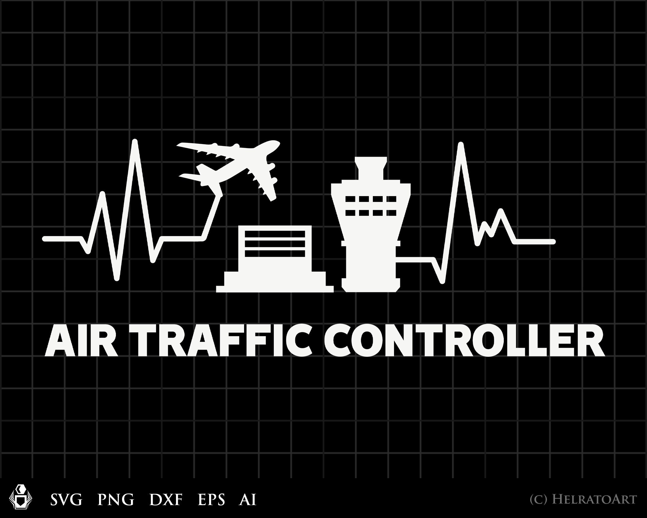 Air Traffic Controller SVG Airplane Heartbeat Control Tower - Etsy