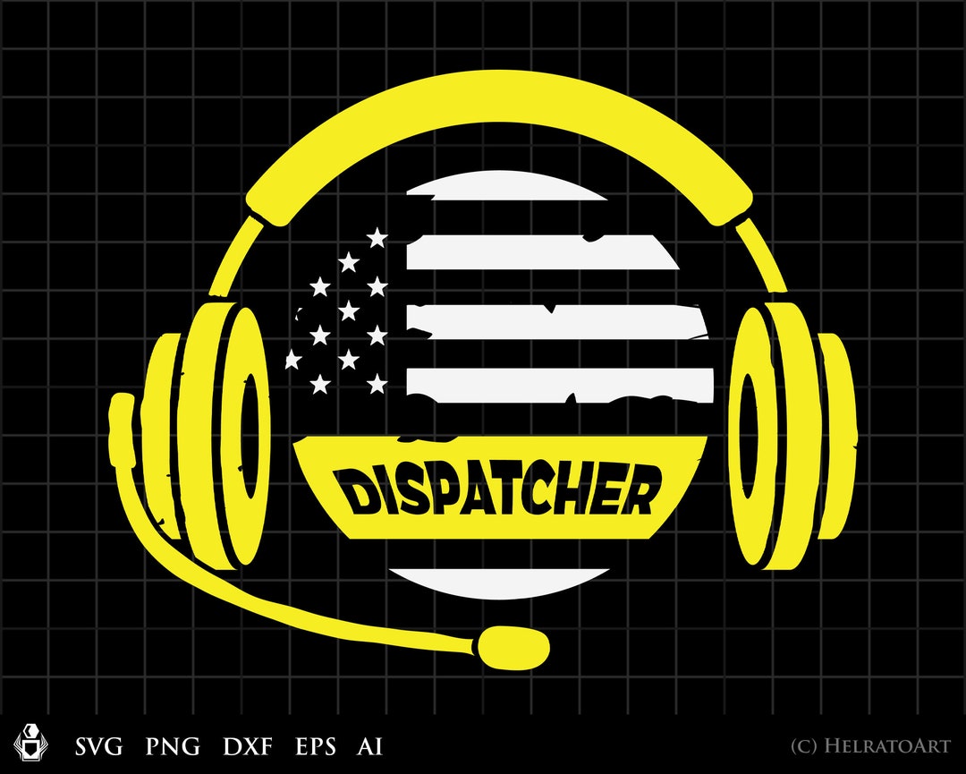 Dispatcher SVG, 911 Yellow Thin Line Graphic Clipart - for Commercial ...