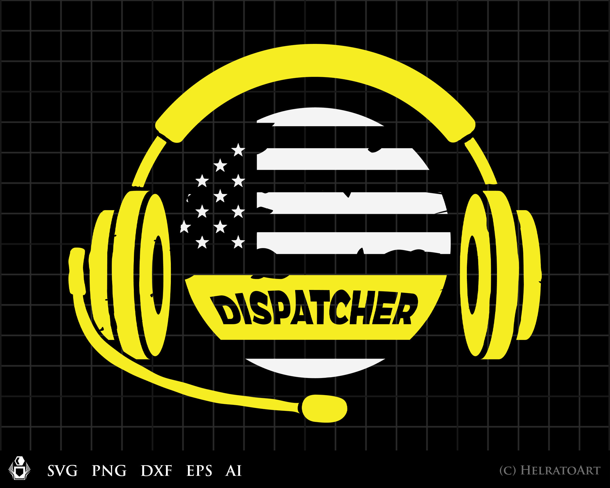 Dispatcher SVG 911 Yellow Thin Line Graphic Clipart for - Etsy