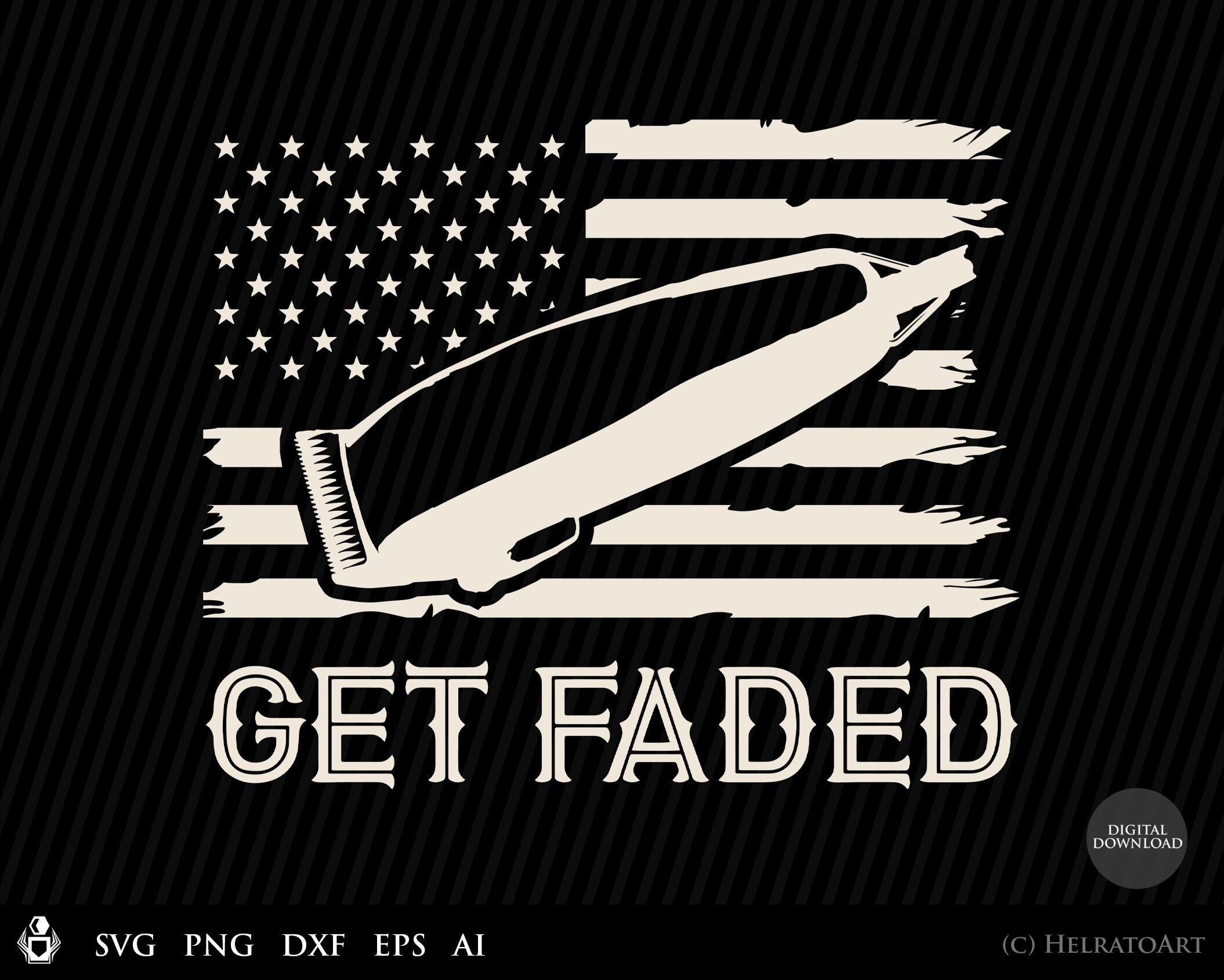 Barber Svg American Flag Get Faded SVG Barber Clipart - Etsy