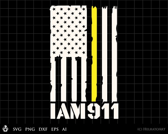 Dispatcher SVG I Am 911 Yellow Thin Line Graphic Clipart | Etsy