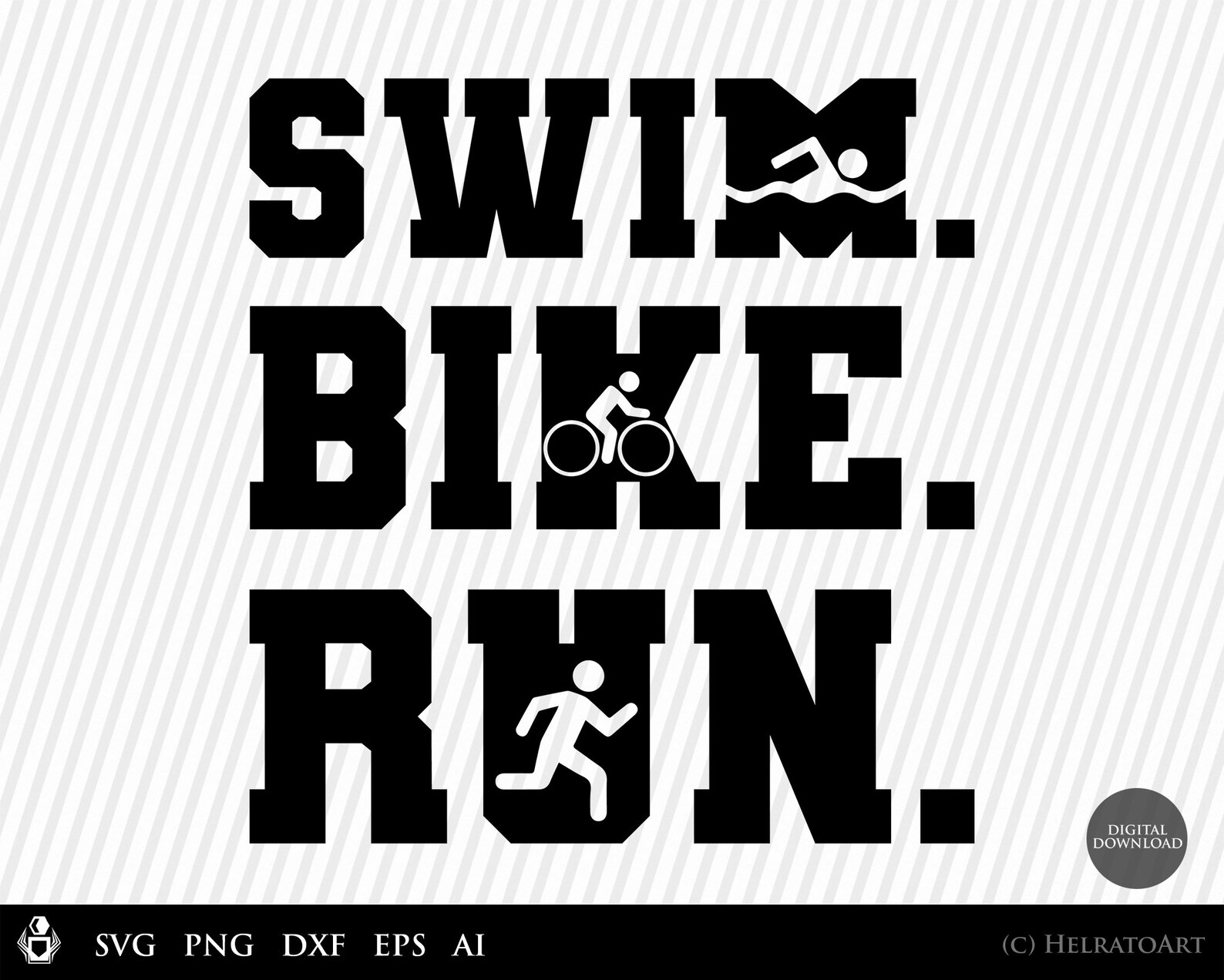 Triathlon SVG Swin Bike Run Svg Swim Clipart Cycling Cut - Etsy