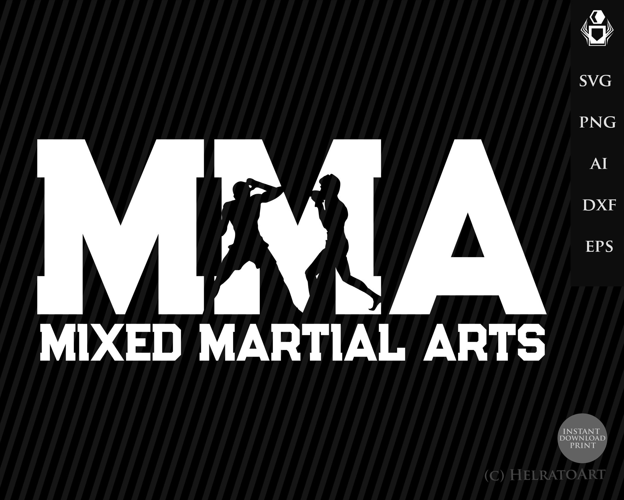 Mma combat sports svg Fighter svg retro vintage design | Etsy