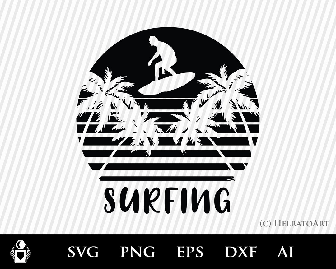 Surfer SVG, Surfing Svg, Retro Surfer Silhouette, Surfing Svg Cut File ...
