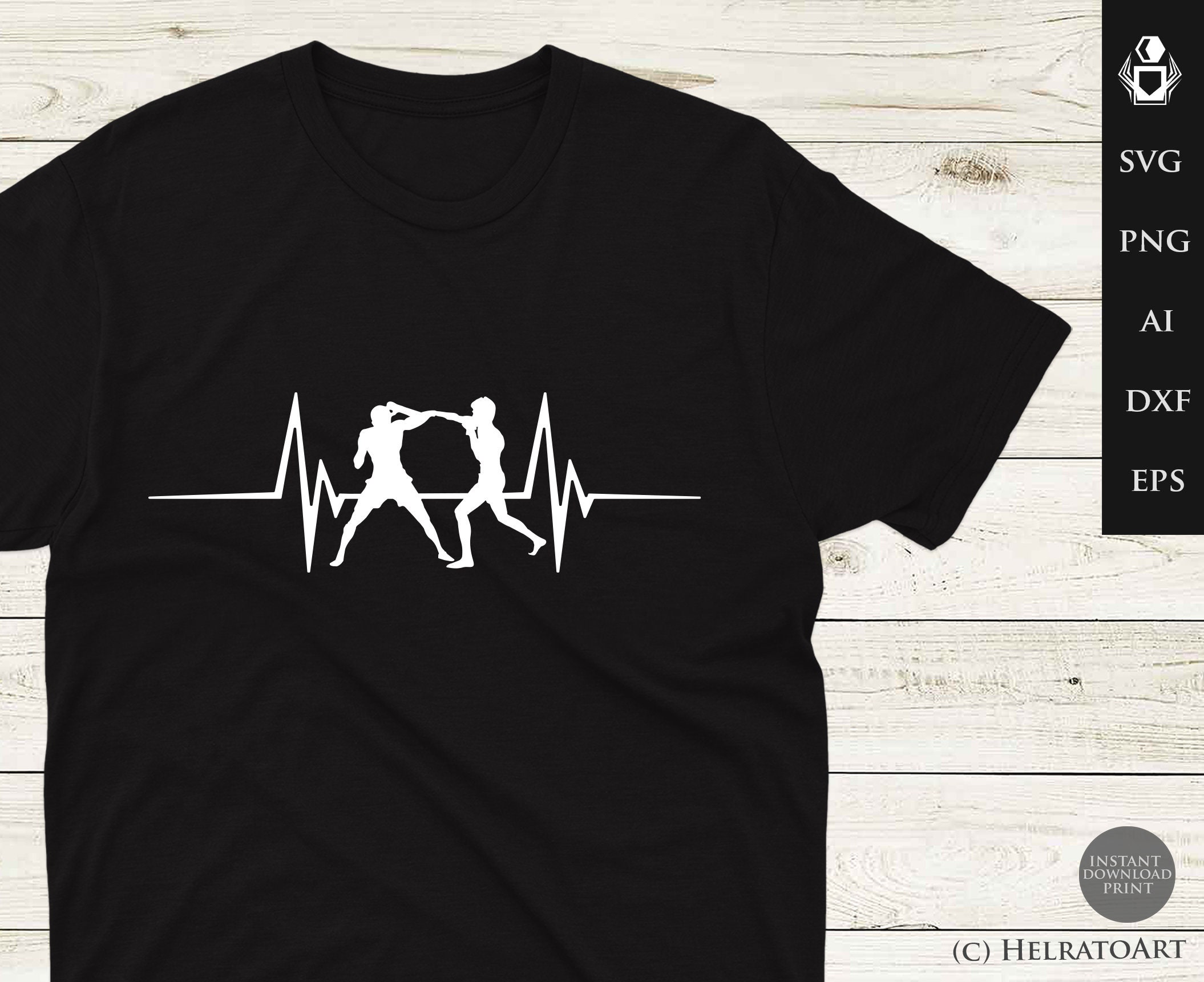 Mma Combat Sports Svg Fighter Svg Heartbeat Design Boxing - Etsy UK
