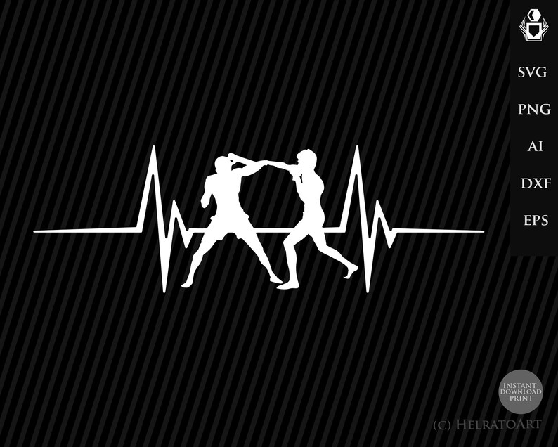 Mma Combat Sports Svg Fighter Svg Heartbeat Design Boxing - Etsy UK