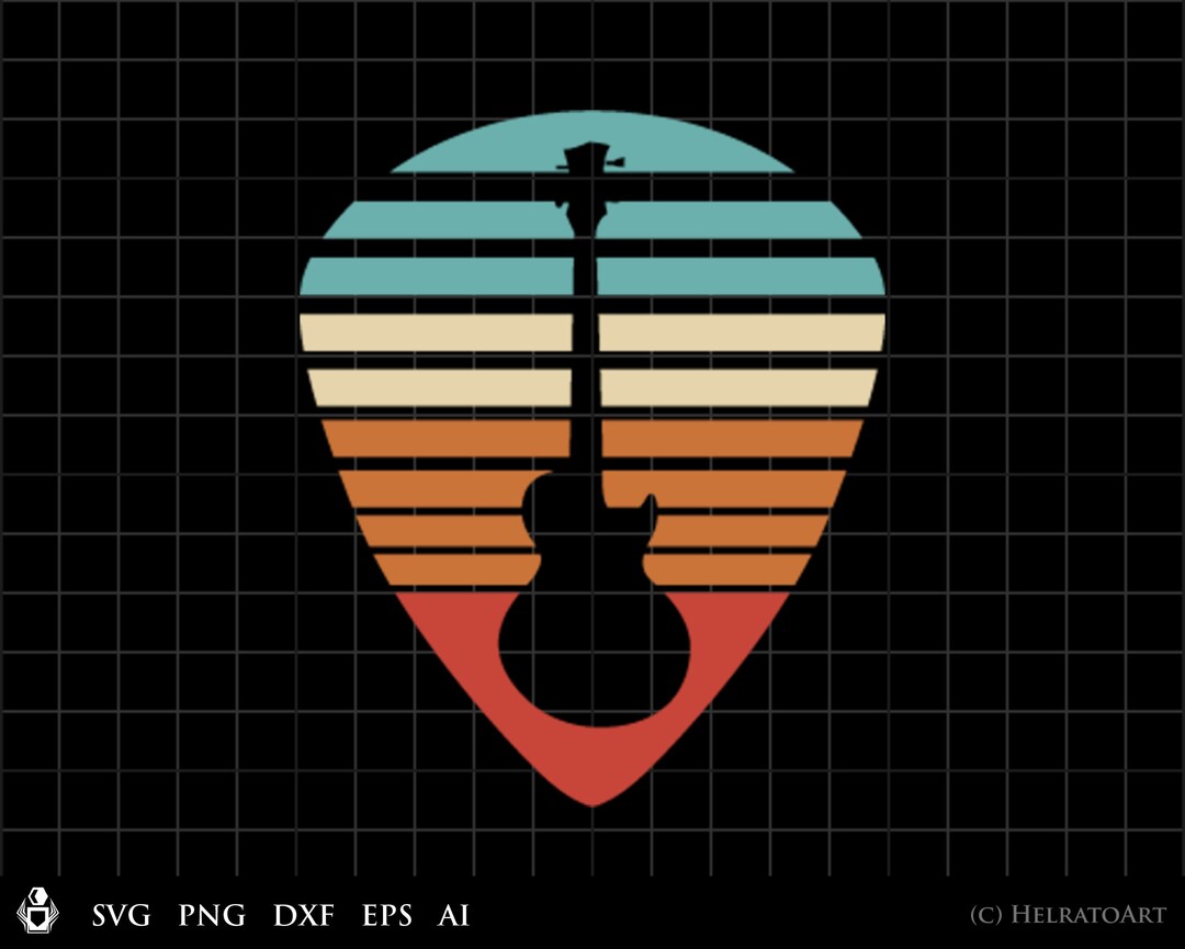 Guitar Pick SVG, Music Svg, Acoustic Guitar Retro Vintage Graphic Art ...