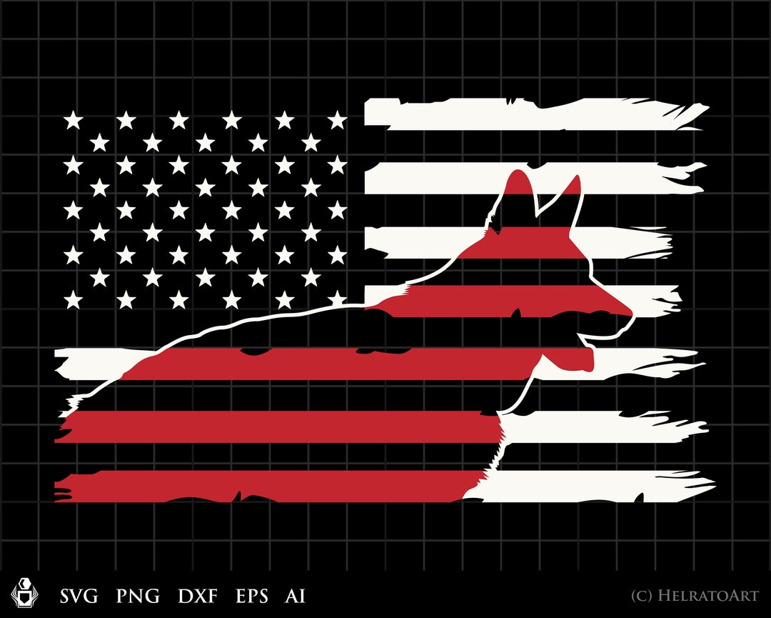 German Shepherd SVG, American Flag Dog, Graphic Clipart - for ...