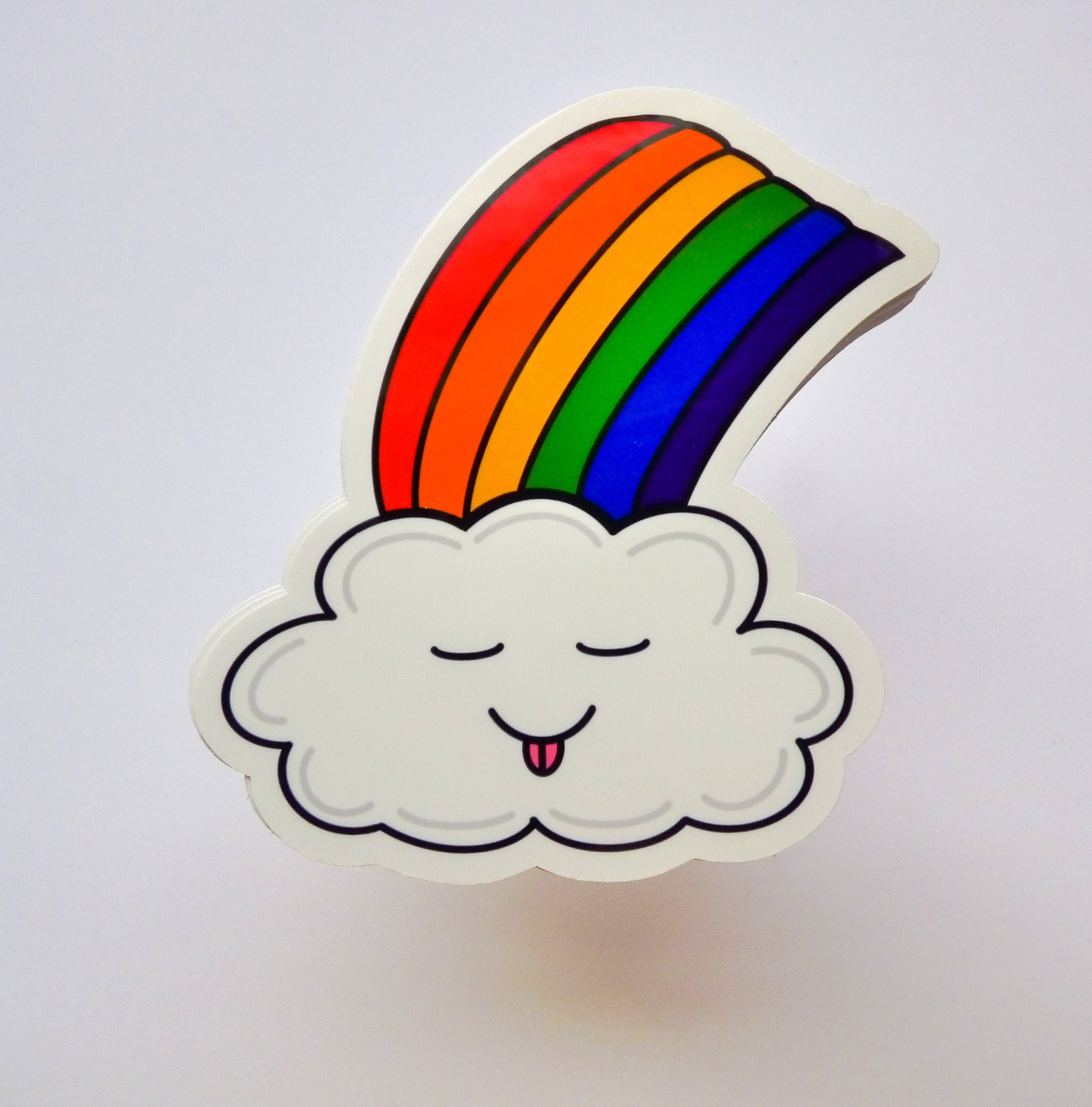 Paper Stickers Mini Bright Rainbow with Cloud Waterproof Glossy Sticker ...