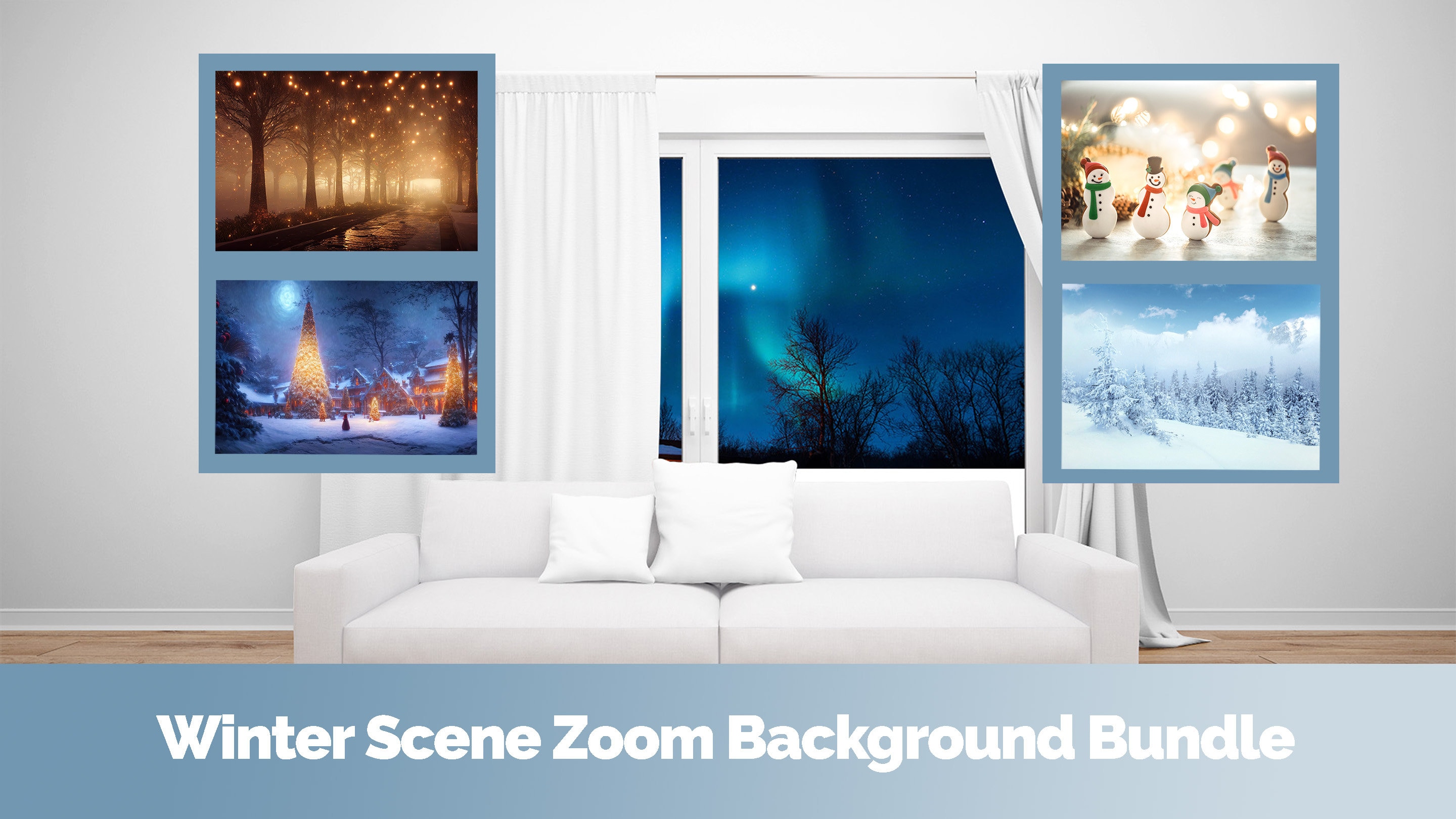 Winter Scene Zoom Background Bundle | Modern Home Virtual Backgrounds ...