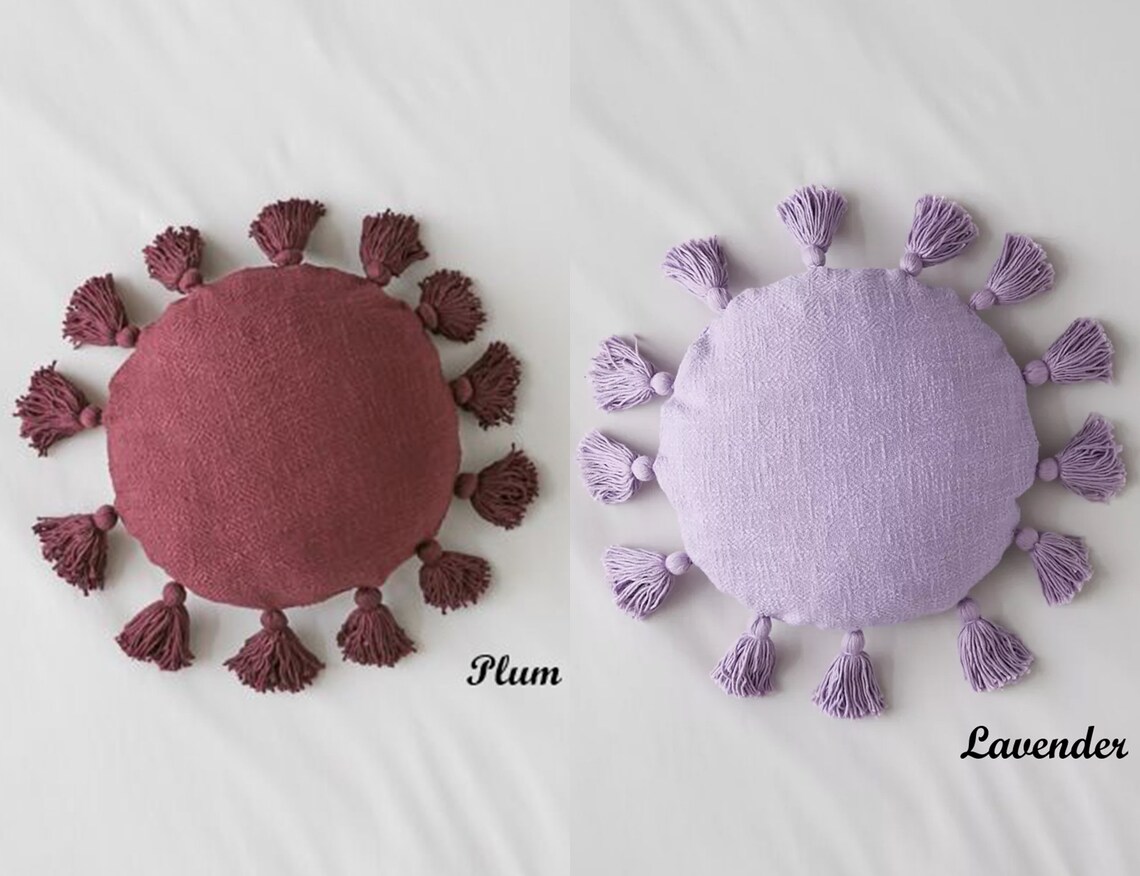 Rust Handmade Tassels Decorative Pillow Rust Round Fringes - Etsy