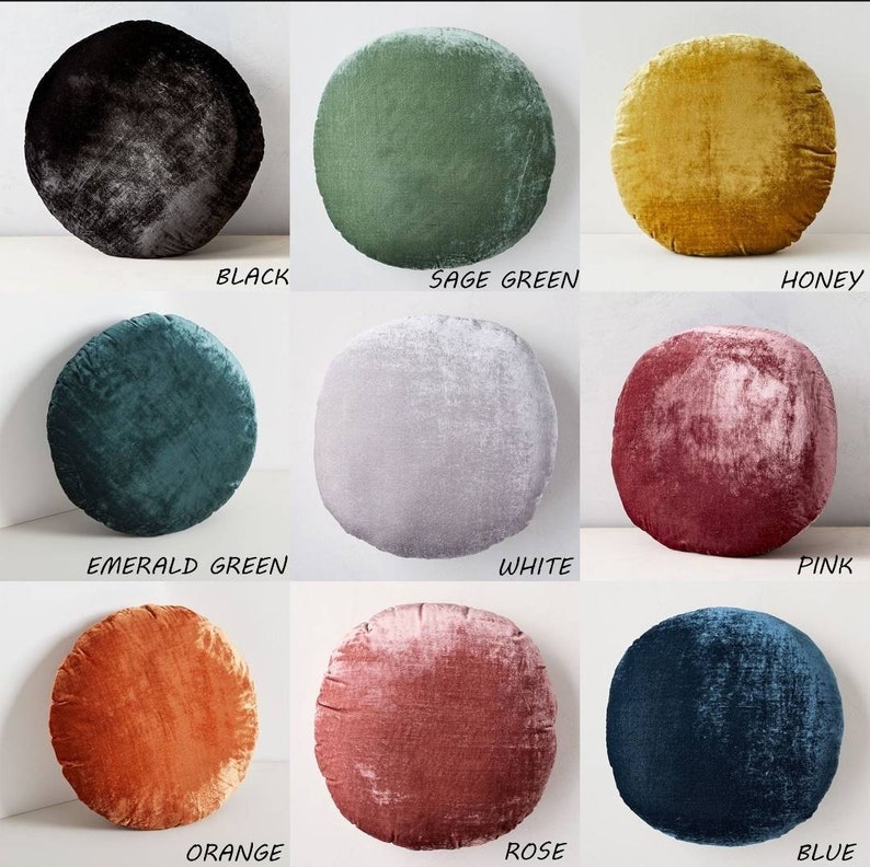Round Velvet Pillow Decorative Pillow Bed Rayon Velvet Pillow - Etsy