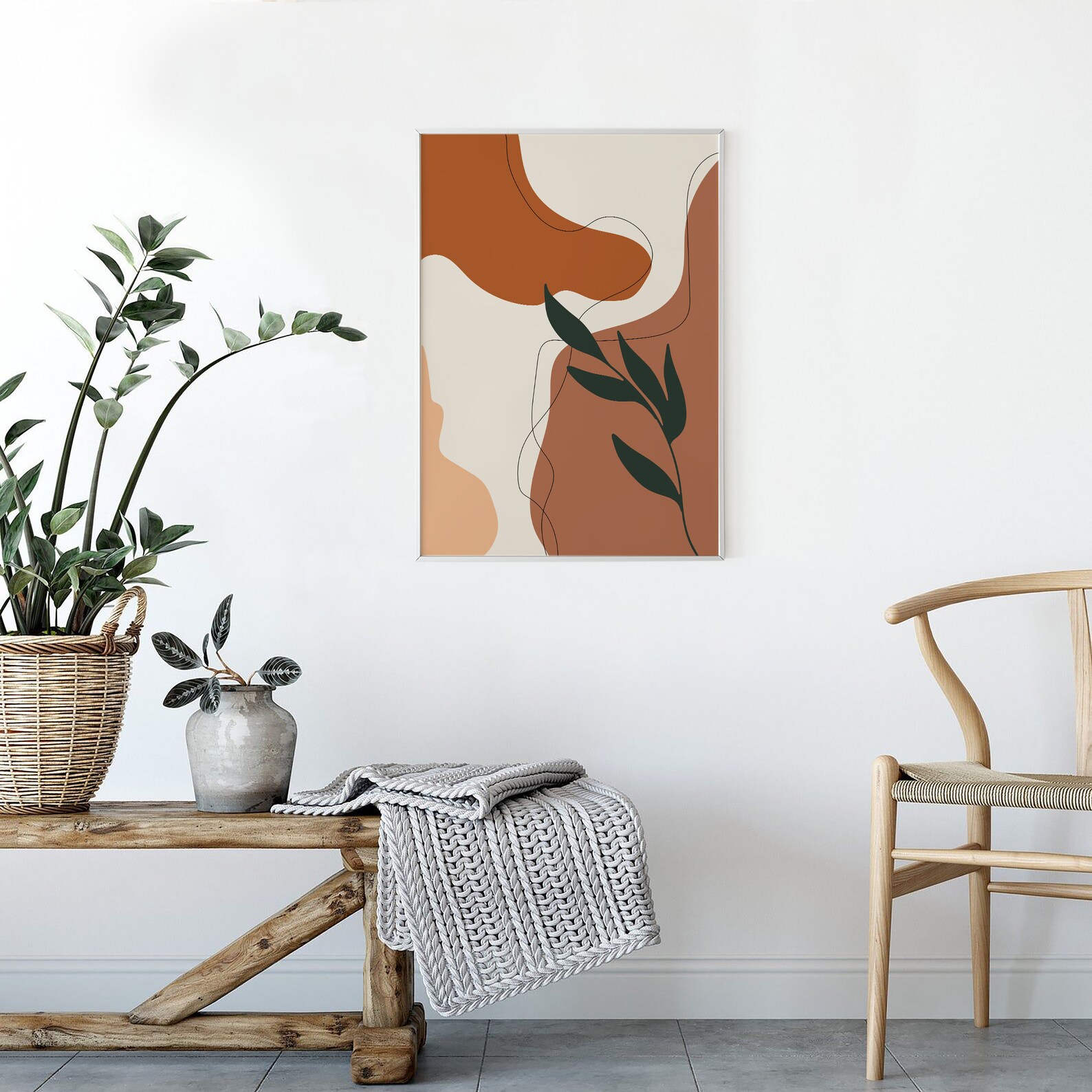 Random Shapes Art Print Minimal Abstract Wall Art Leaves - Etsy