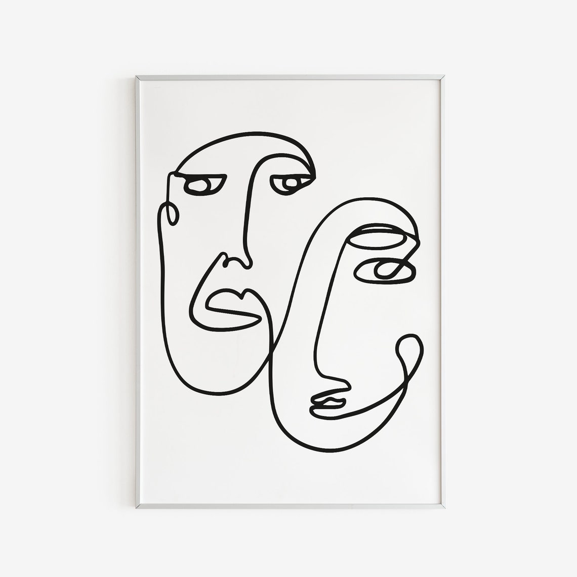 One Line Abstract Face Drawing Printable Sketch Two Face - Etsy