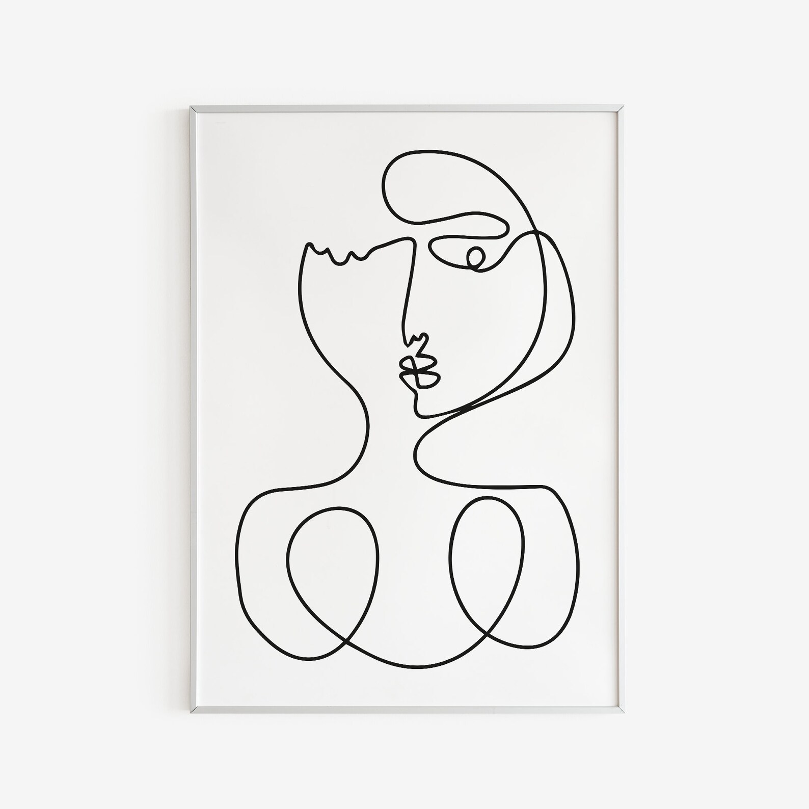 Abstract Face Line Art Print Woman Face Line Drawing Wall Etsy
