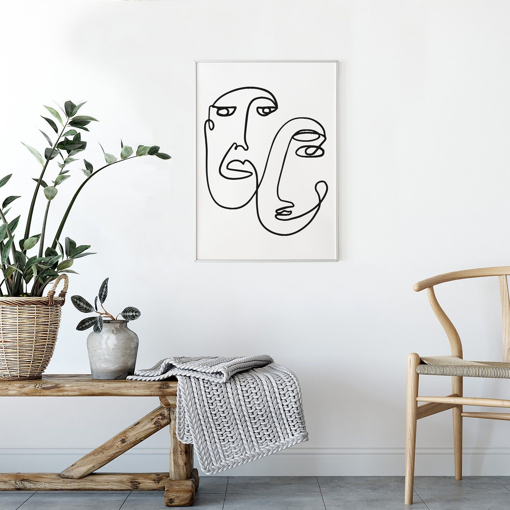 One Line Abstract Face Drawing Printable Sketch Two Face - Etsy