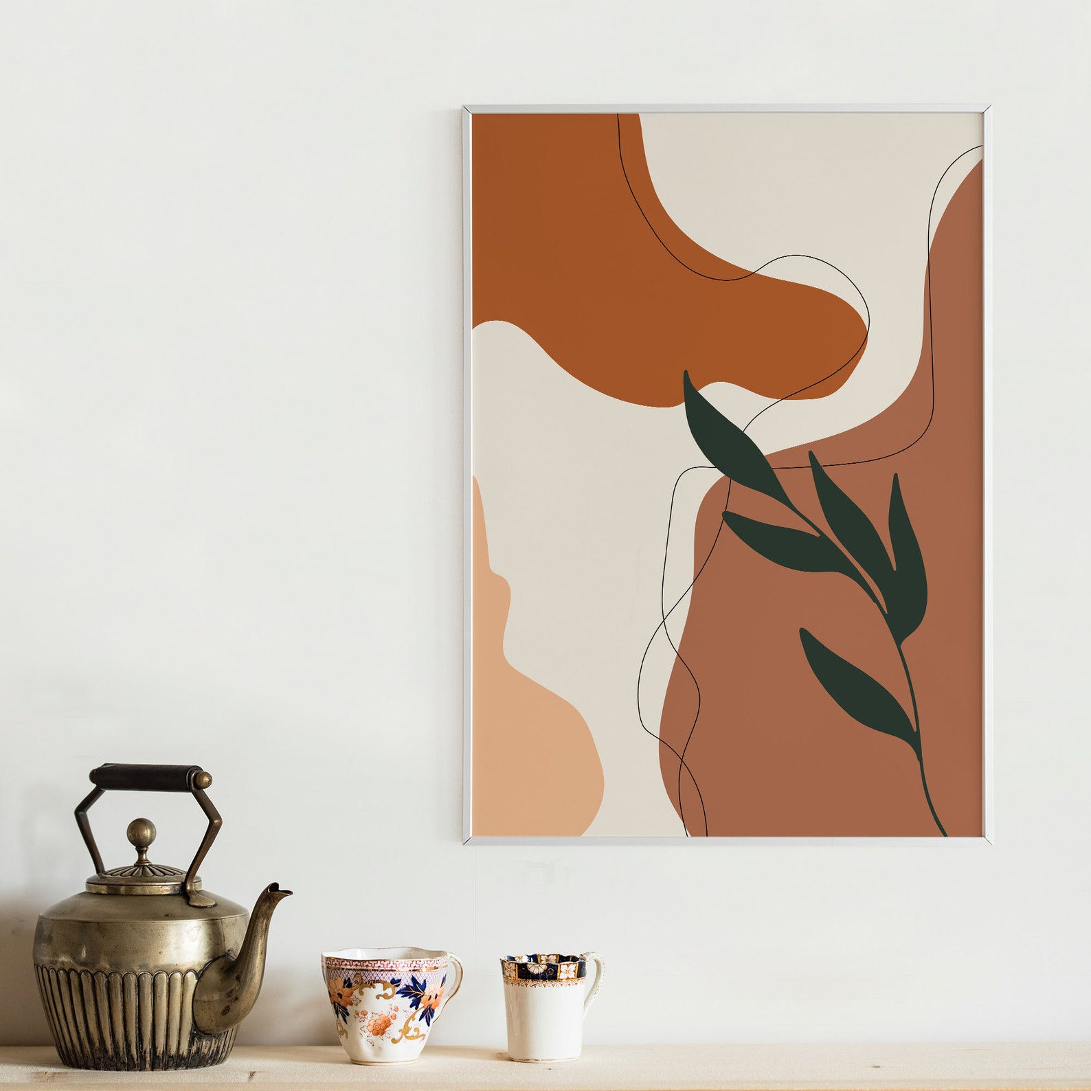 Random Shapes Art Print Minimal Abstract Wall Art Leaves - Etsy