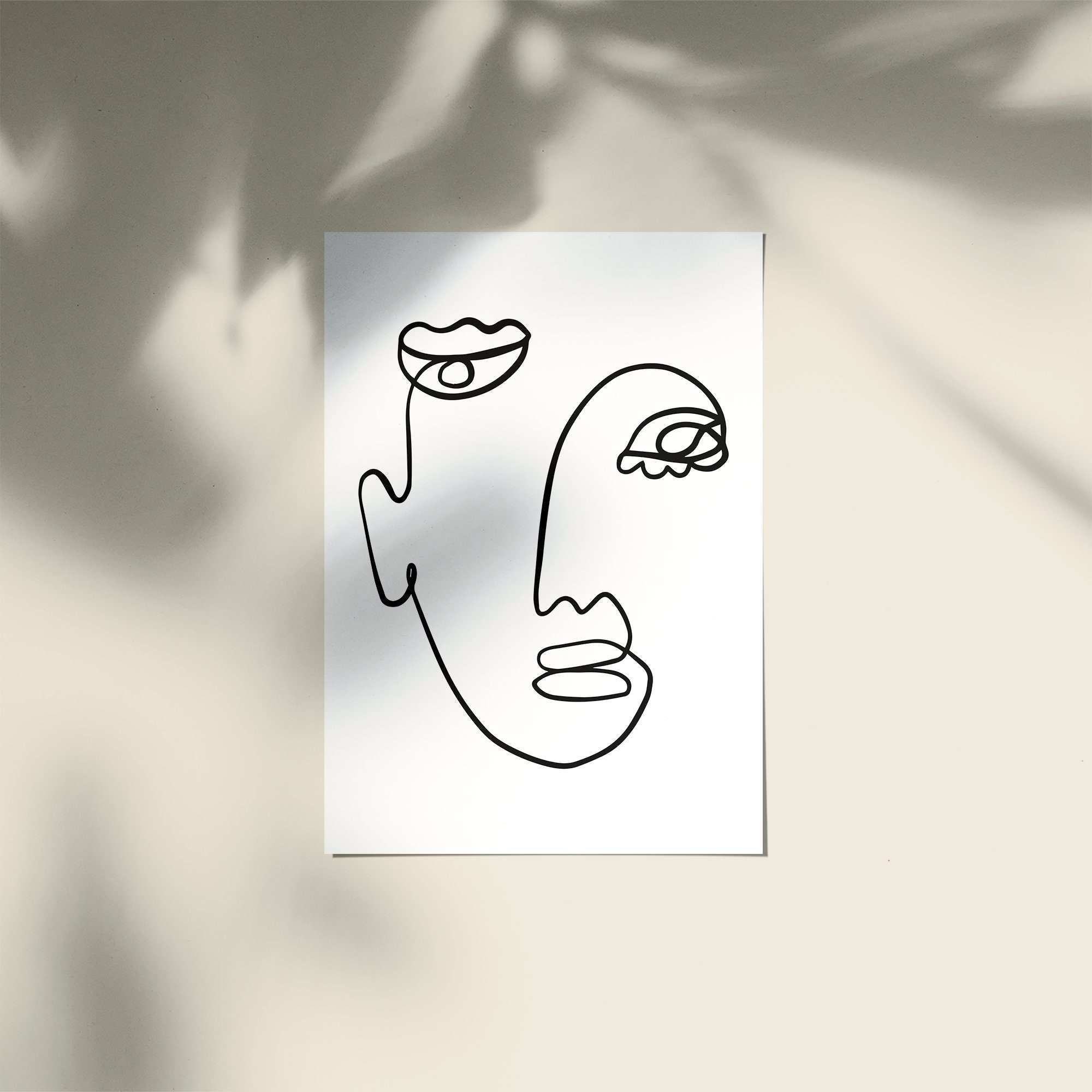 Arte de línea abstracta dibujo de cara abstracta una línea - Etsy España