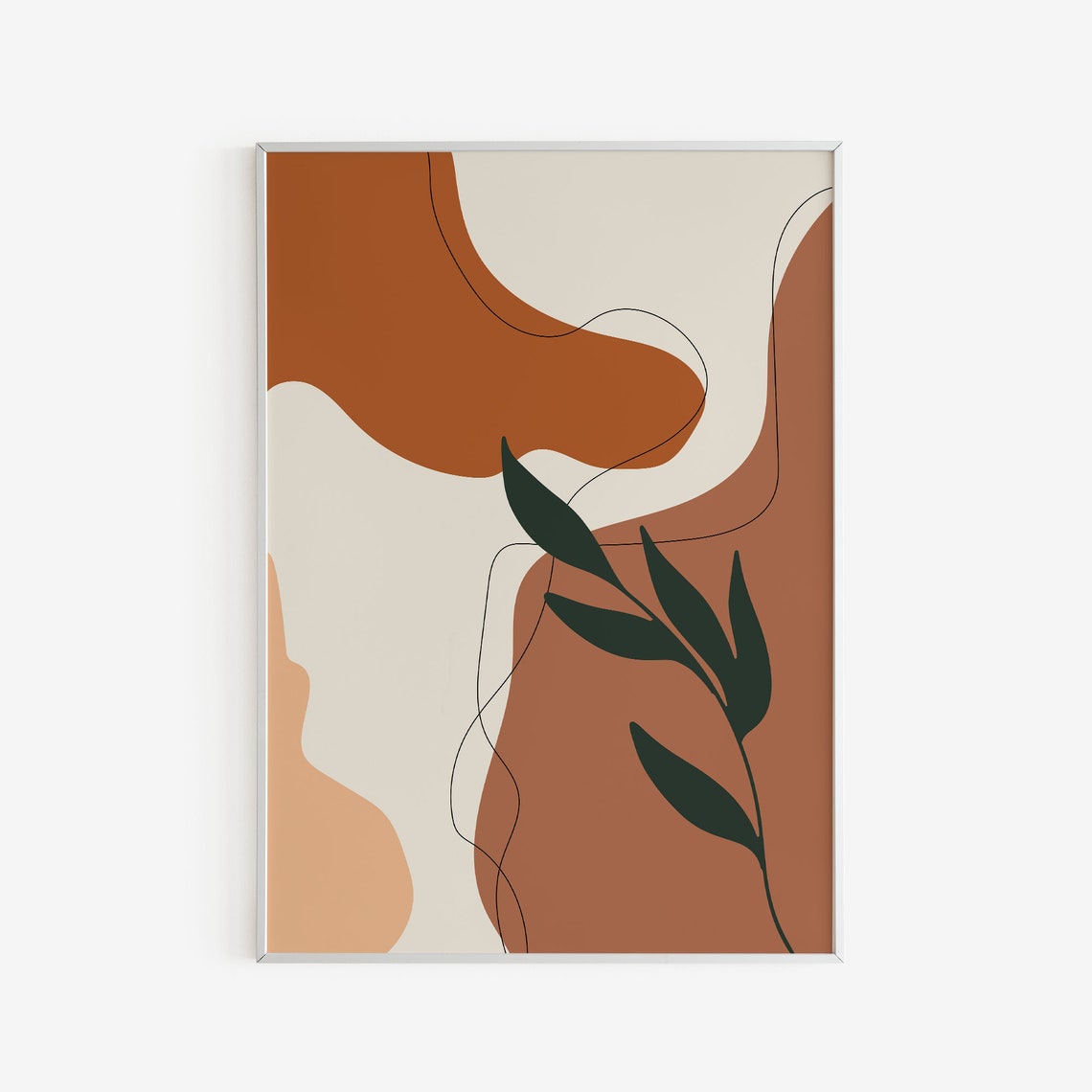 Random Shapes Art Print Minimal Abstract Wall Art Leaves - Etsy