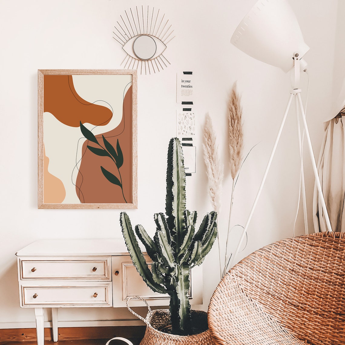 Random Shapes Art Print Minimal Abstract Wall Art Leaves - Etsy