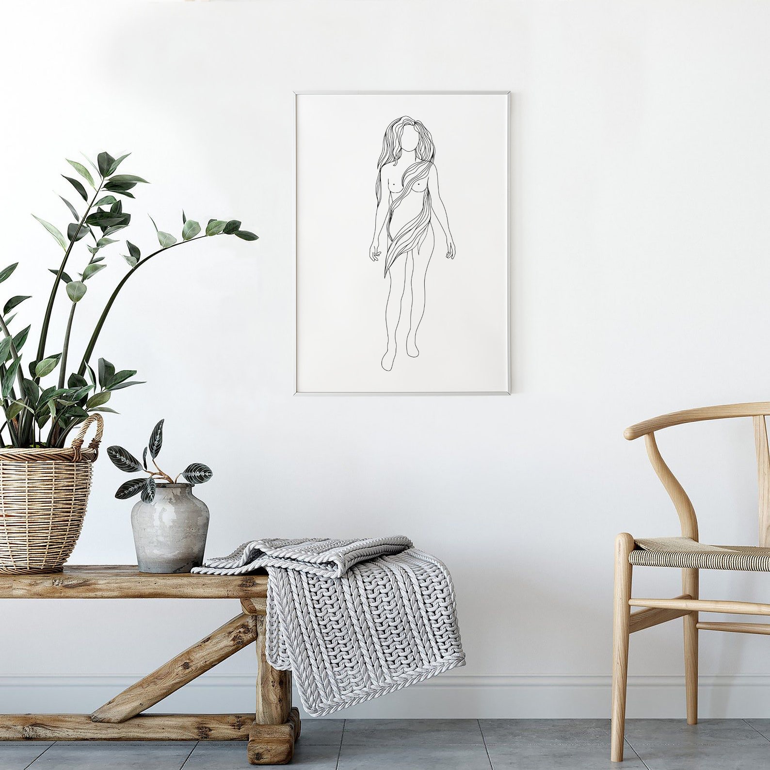 Curvy Woman Art Print Body Positive Art Woman Line Drawing - Etsy