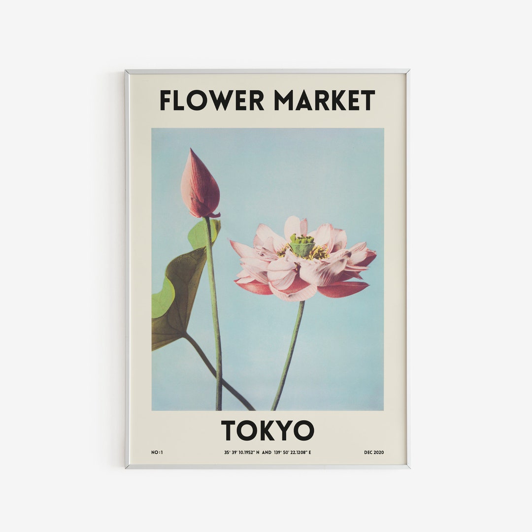 Flower Market Tokyo, Retro Flower Poster, Tokyo Coordinates Print ...