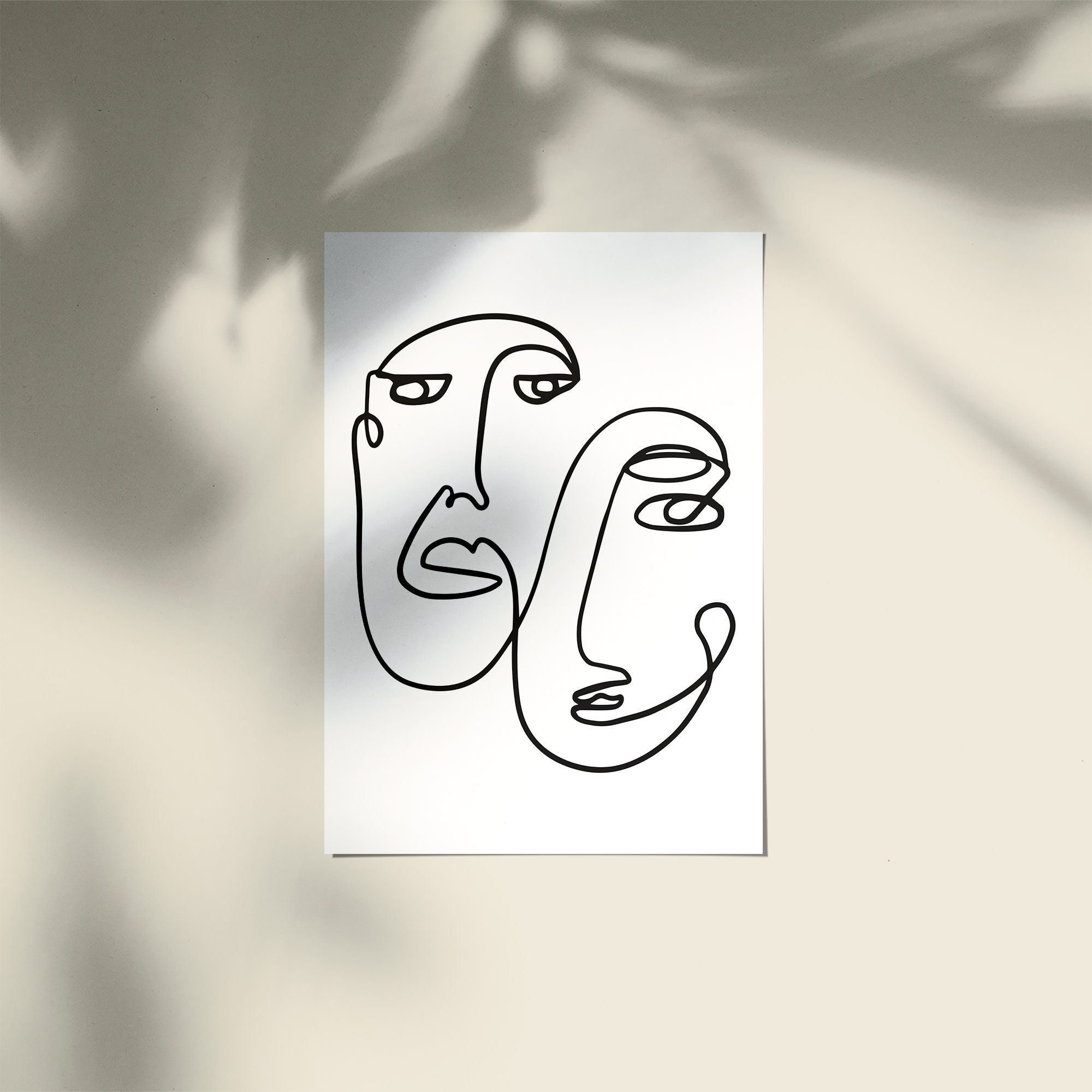 One Line Abstract Face Drawing Printable Sketch Two Face - Etsy