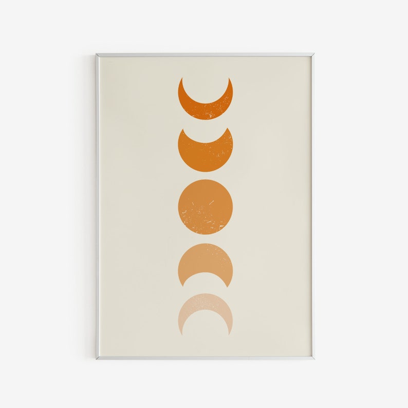 Moon Cycle Art Print Neutral Moon Phases Poster Minimalist - Etsy