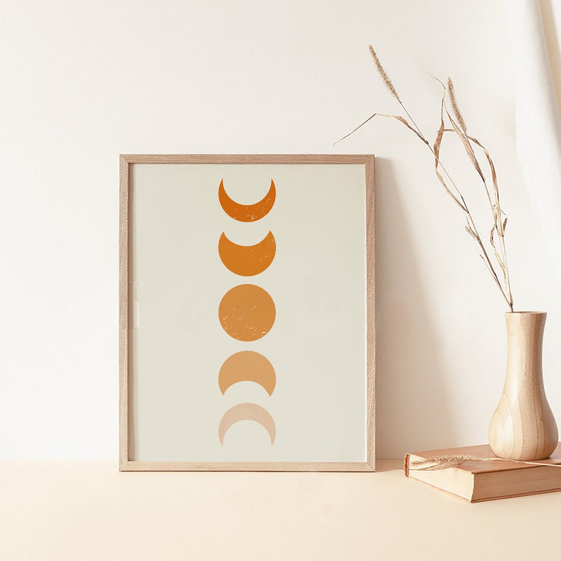 Moon Cycle Art Print Neutral Moon Phases Poster Minimalist | Etsy