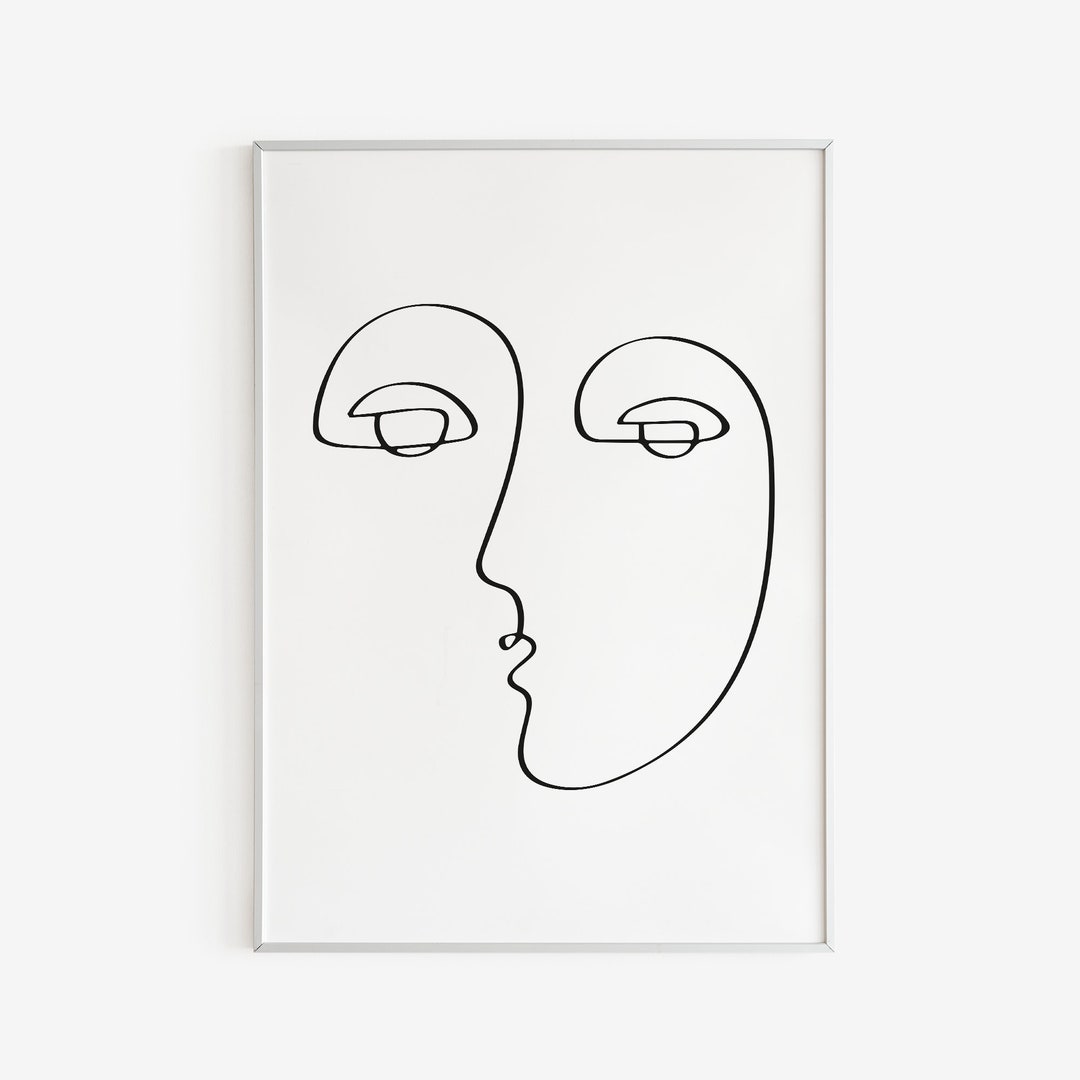 Minimal Line Drawing Face One Line Female Figure One Line - Etsy