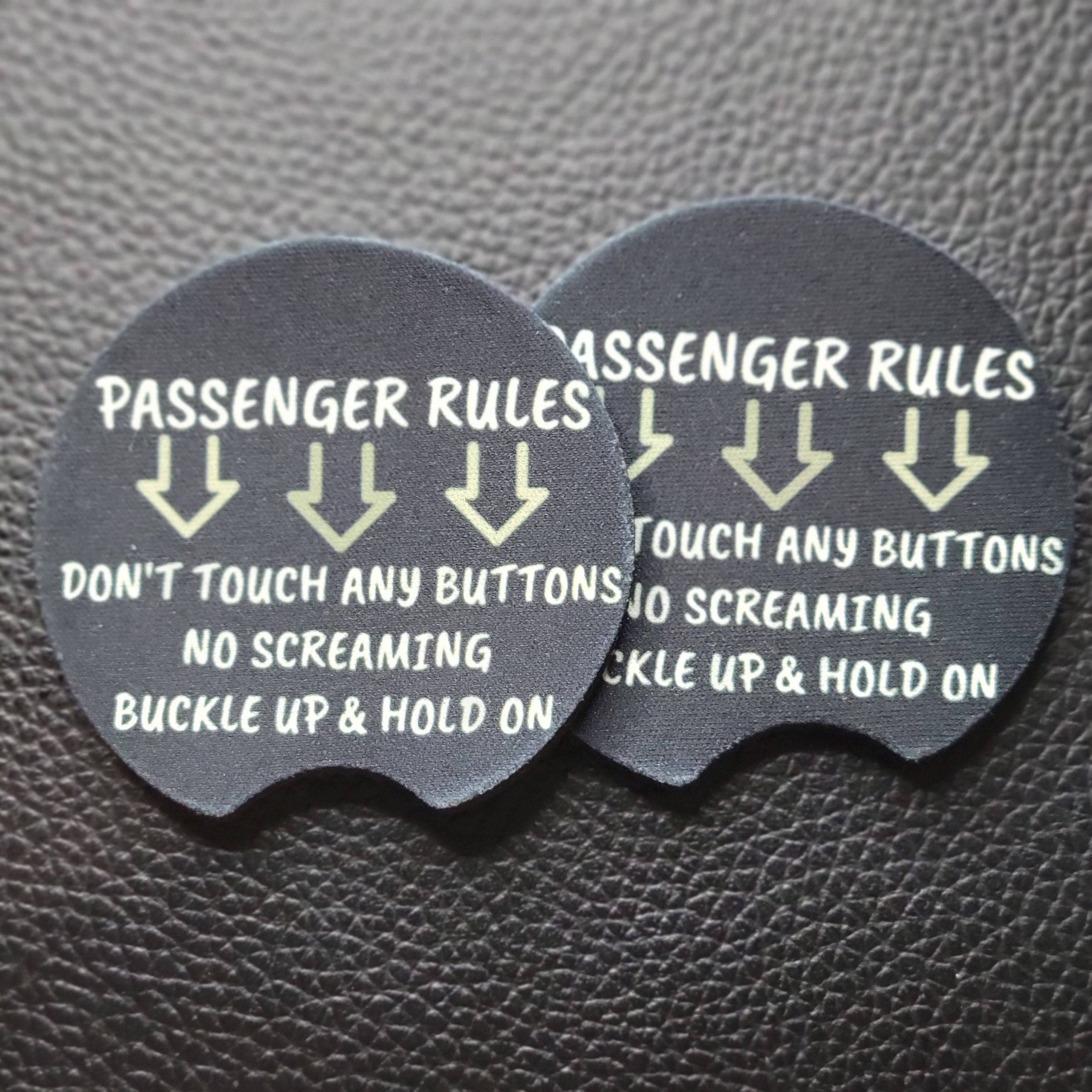 Passenger Rules Neoprene Car Coasters | Set of Car Coasters | Gifts ...