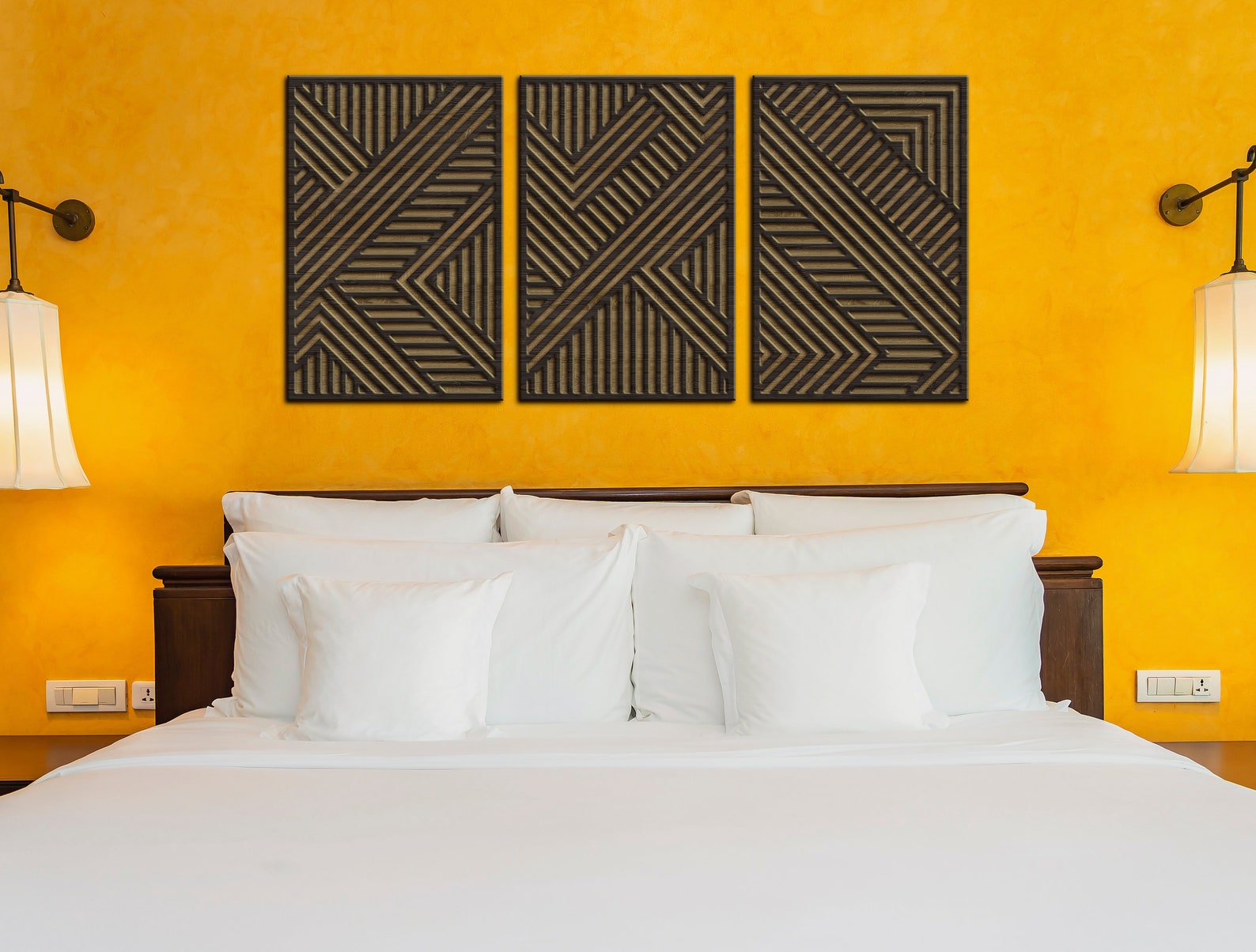 Geometric Wood Wall Art Geometric Wood Wall Set Panel Wood | Etsy