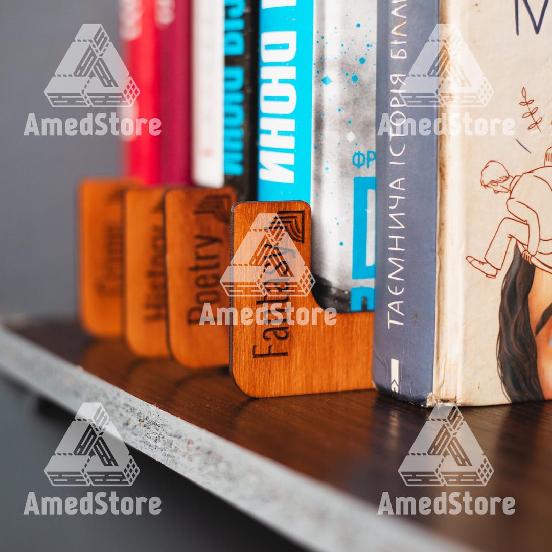 Book Genre Dividers, Book Shelf Dividers, Book Organization, Wooden ...