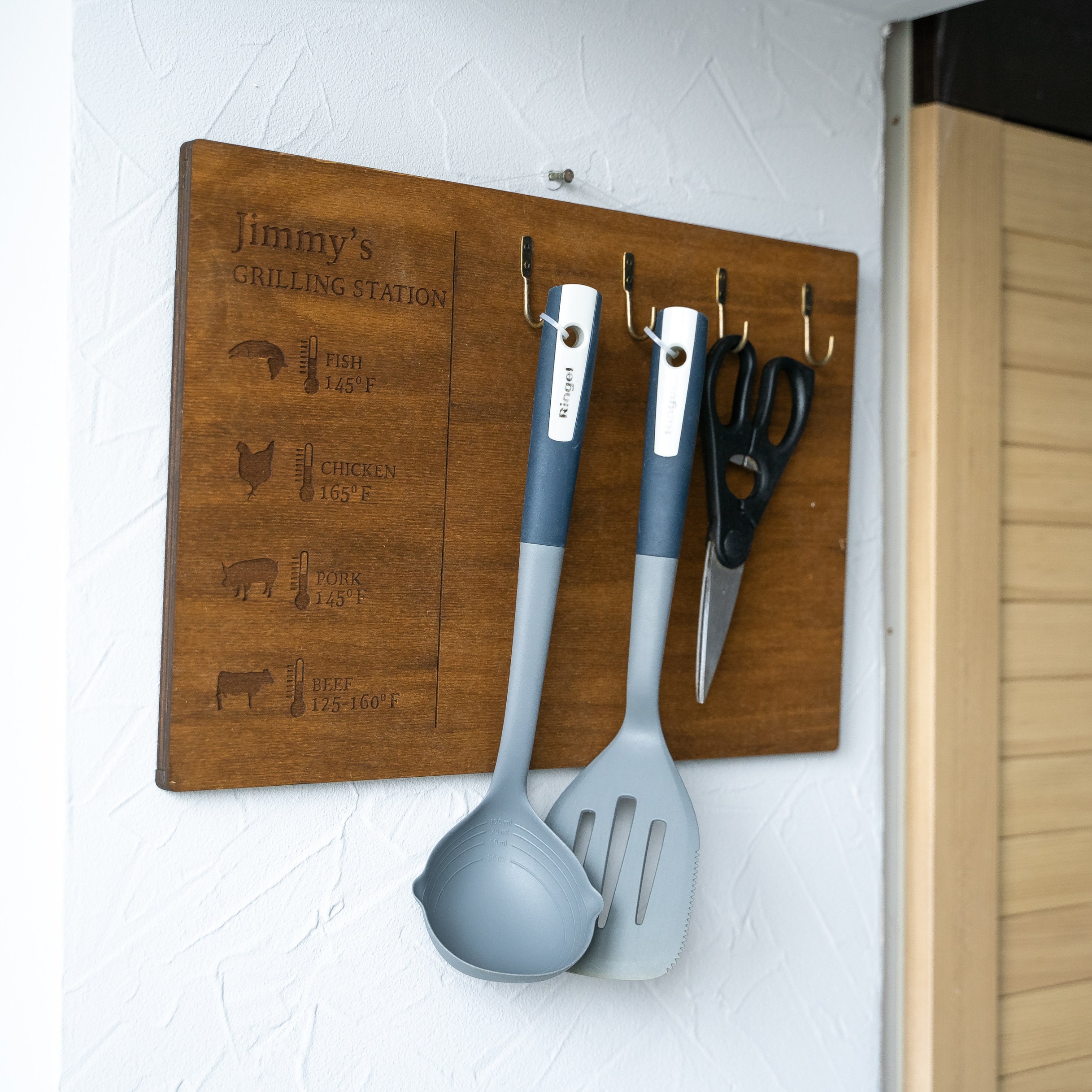 Wooden Grill Tool Holder, Grill Tool Hanger, Grill Tool Storage ...