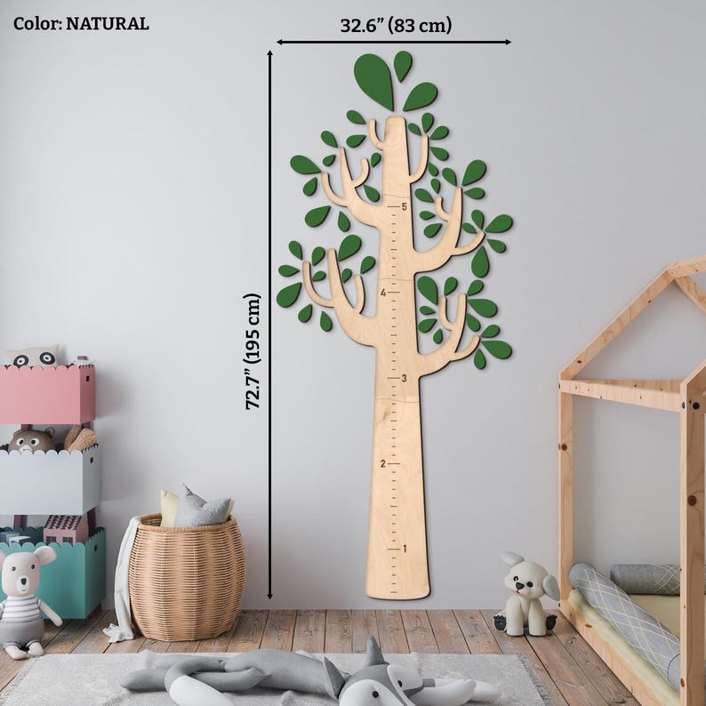 Tree Growth Chart, Kids Height Chart, Wooden Growth Chart Tree, Nursery ...