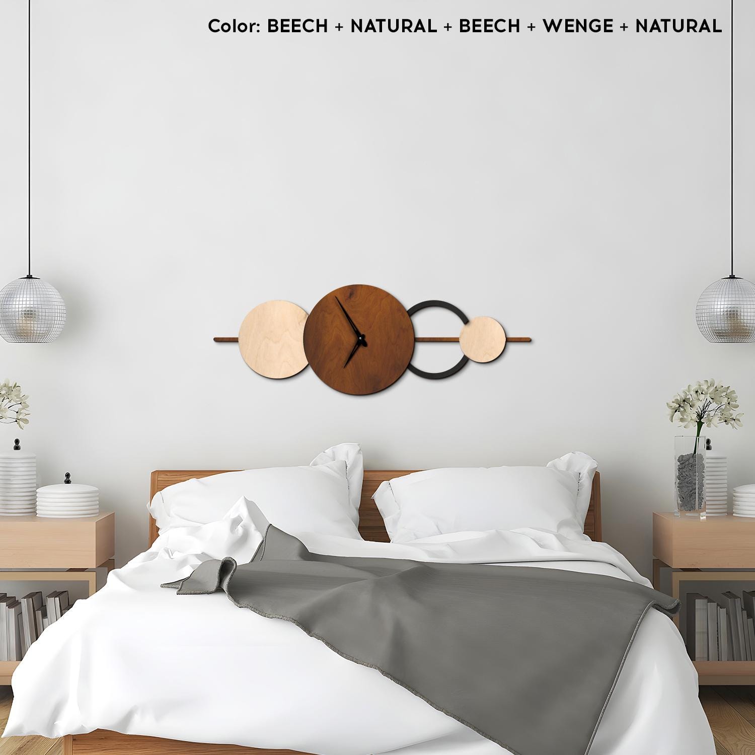 Circles Wall Clock, Geometric Wall Clock, Large Abstract Wall Clock ...