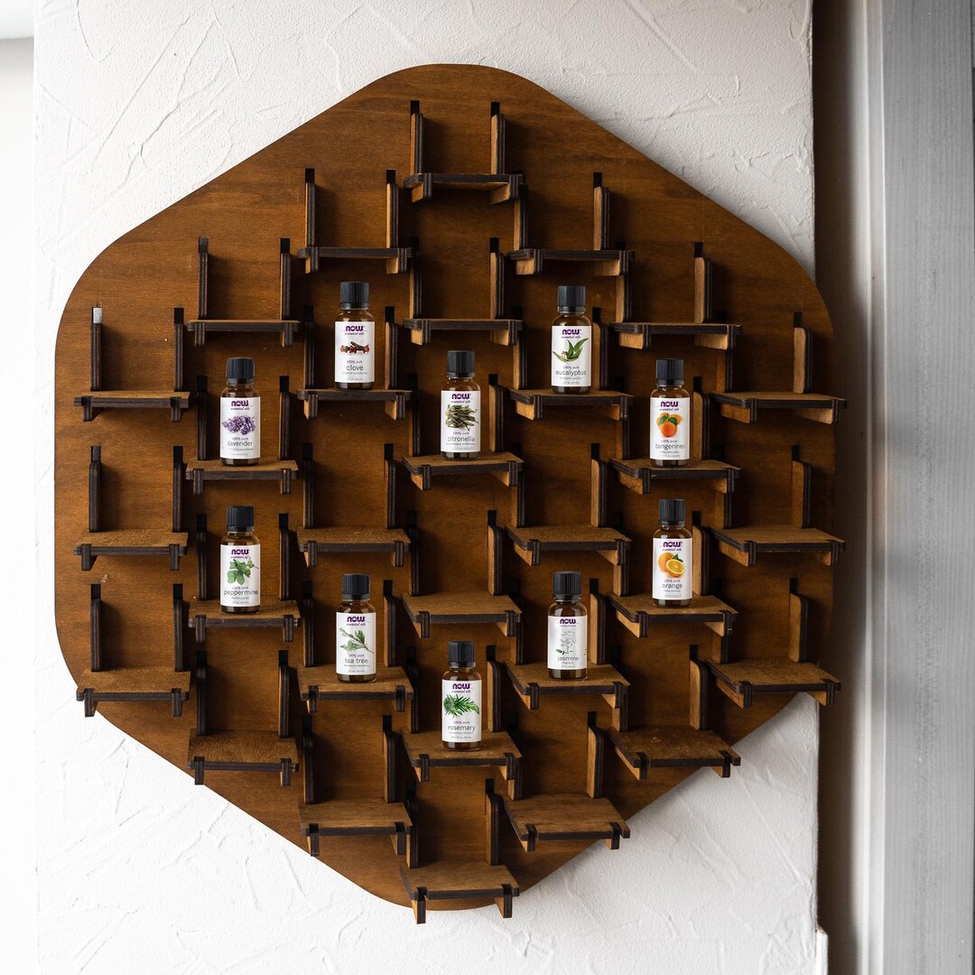 Wood Essential Oil Shelves, Hexagon Oil Shelf, Essential Oils Rack ...