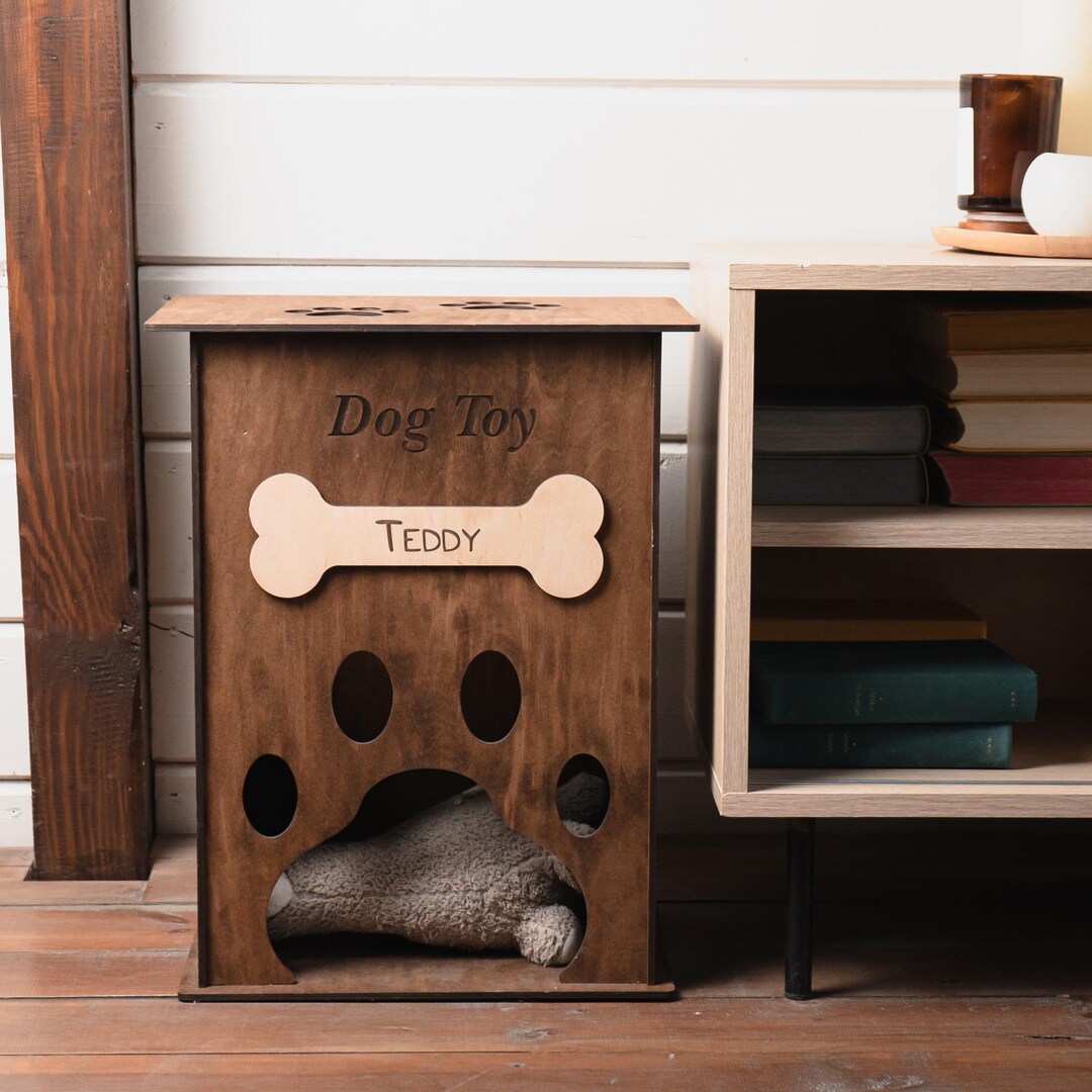 Custom Dog Toy Box, Custom Dog Toy Basket, Wooden Dog Toy Box, Pet Toy ...