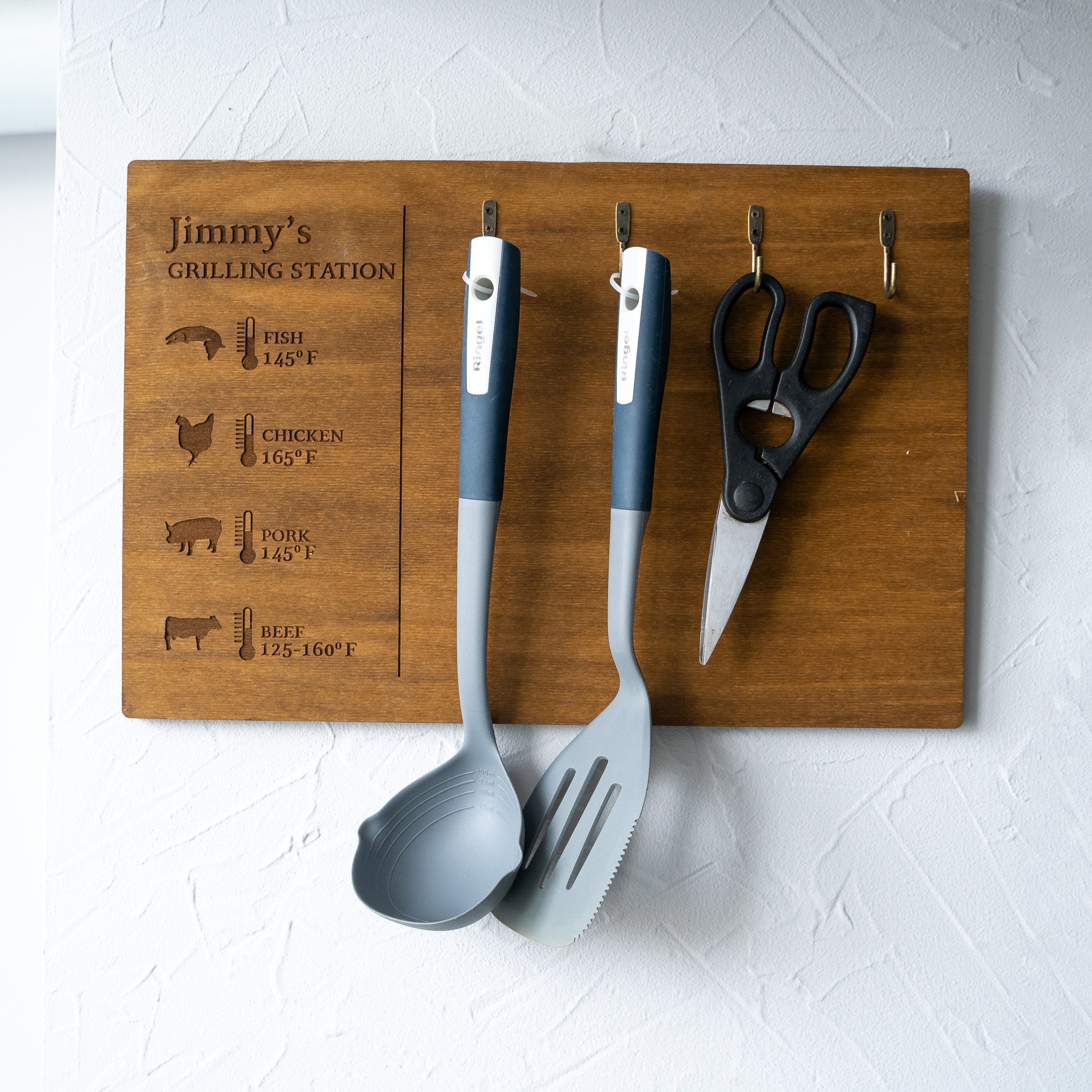 Wooden Grill Tool Holder, Grill Tool Hanger, Grill Tool Storage ...