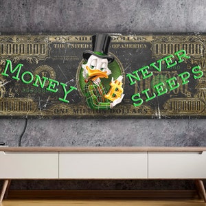 Million Dollars Neon Sign, Dollar Neon, Money Never Sleeps Neon, Dollar ...