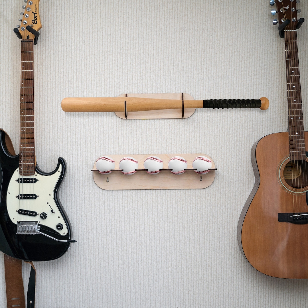 Baseball Bat Wall Holder, Wall Rack for Baseball Bats and Balls, Gifts ...