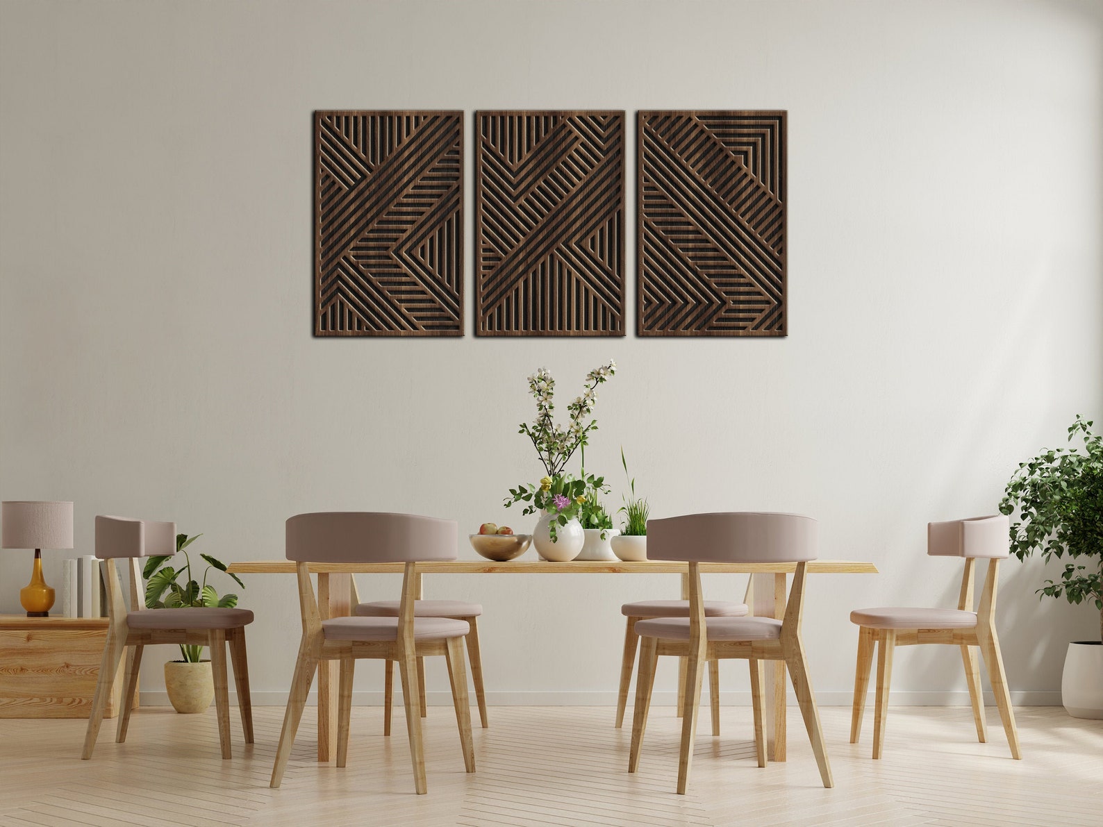 Geometric Wood Wall Art Geometric Wood Wall Set Panel Wood | Etsy