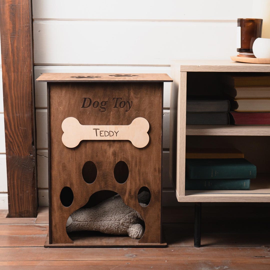 Custom Dog Toy Bin, Dog Toy Box With Lid, Wood Dog Toy Box, Dog Toy Box ...