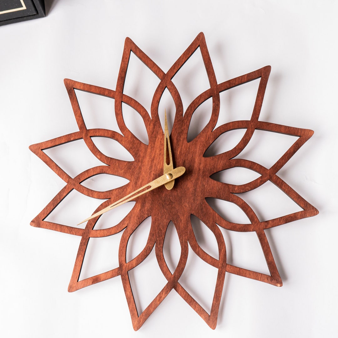 Flower Wall Clock, Flower Shaped Clock, Nature Wall Clock, Plant Wall ...