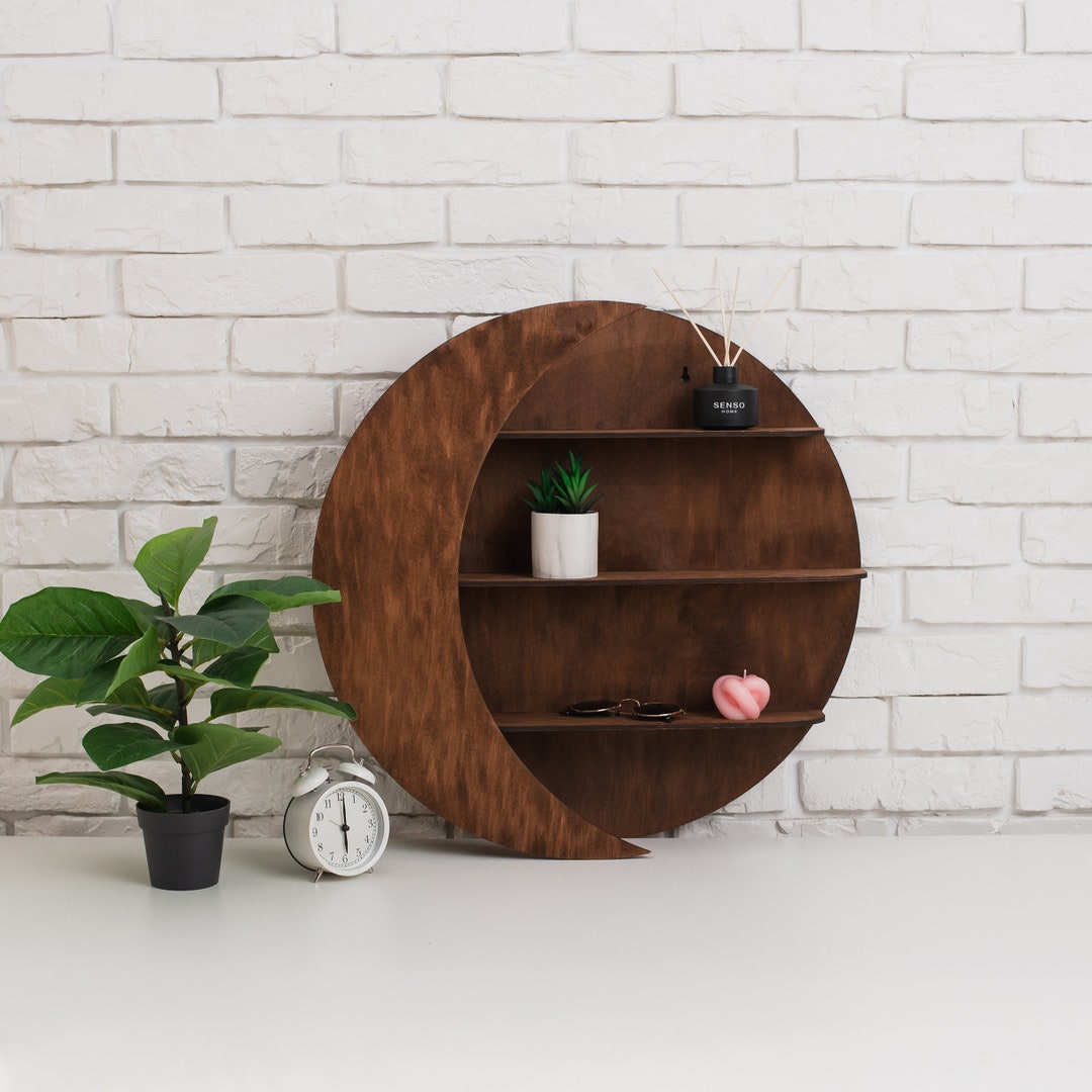 Moon Wall Shelf, Moon Shelf for Crystals, Crescent Moon Shelves, Moon ...