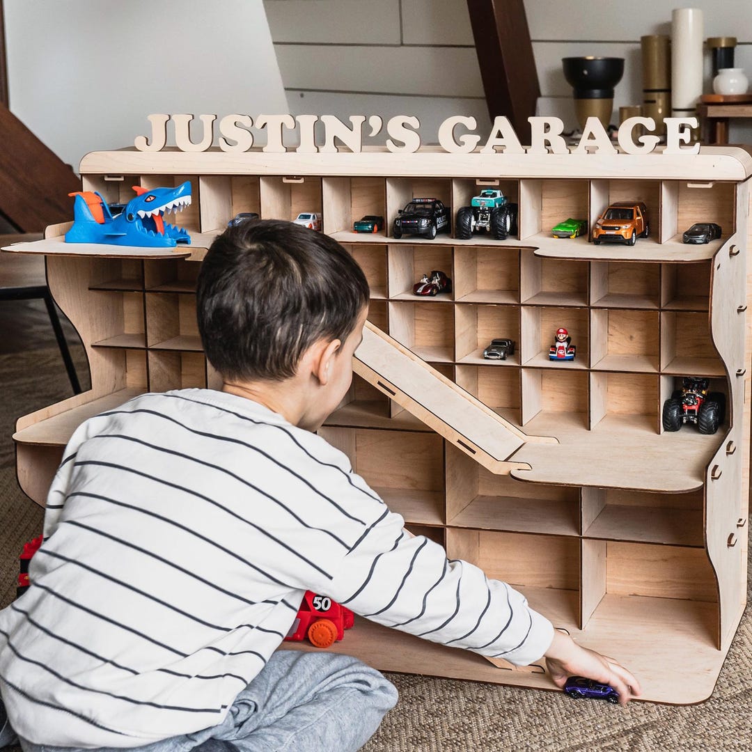 Wooden Toy Car Garage, Car Garage Kids, Toy Car Ramp, Toy Car Storage ...