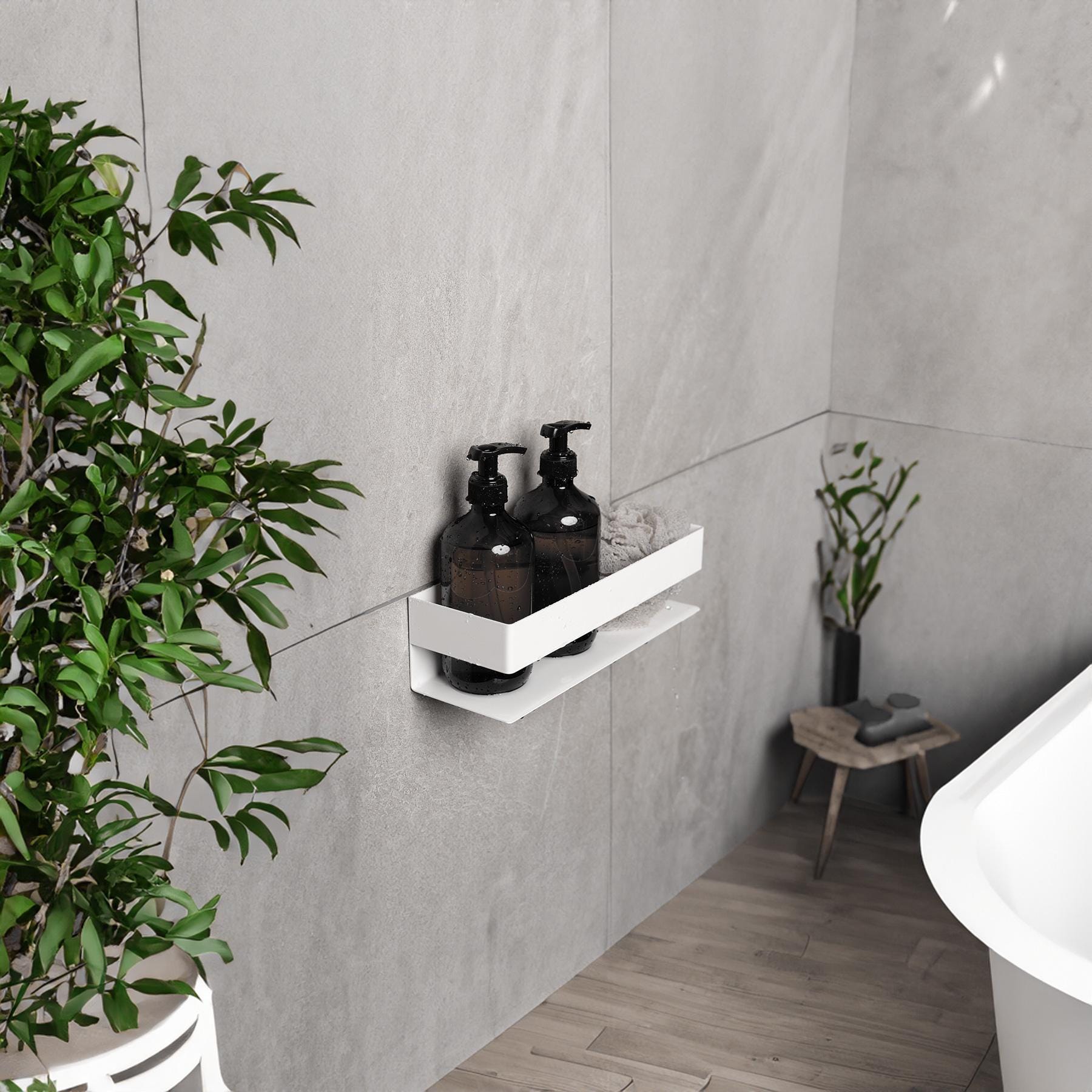 Modern Shower Caddy, Floating Shower Shelf, Minimalist Bathroom Shelf ...